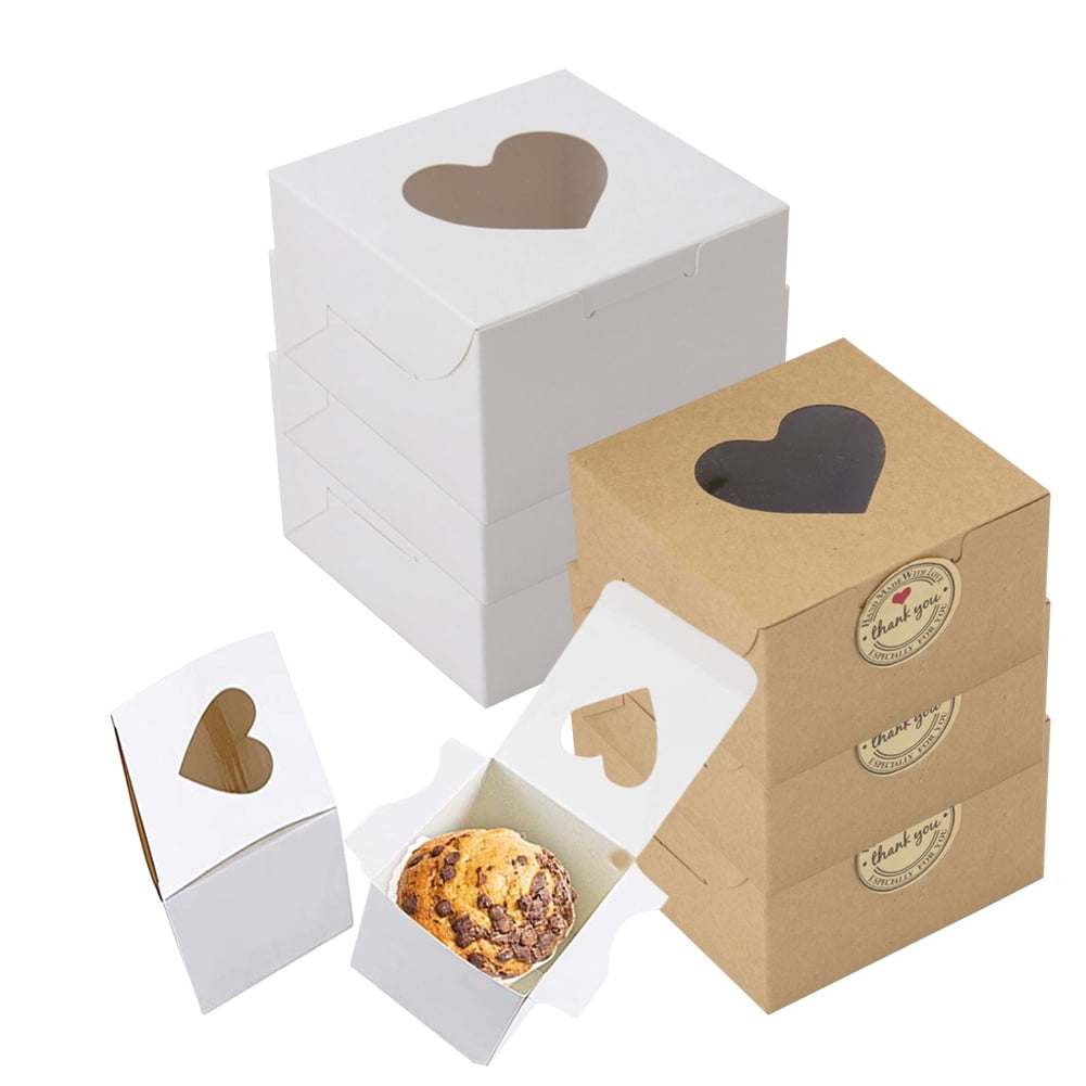 10Pcs Cake Boxes with Window, Dessert, Pastry, Small Treat Boxes, White ...