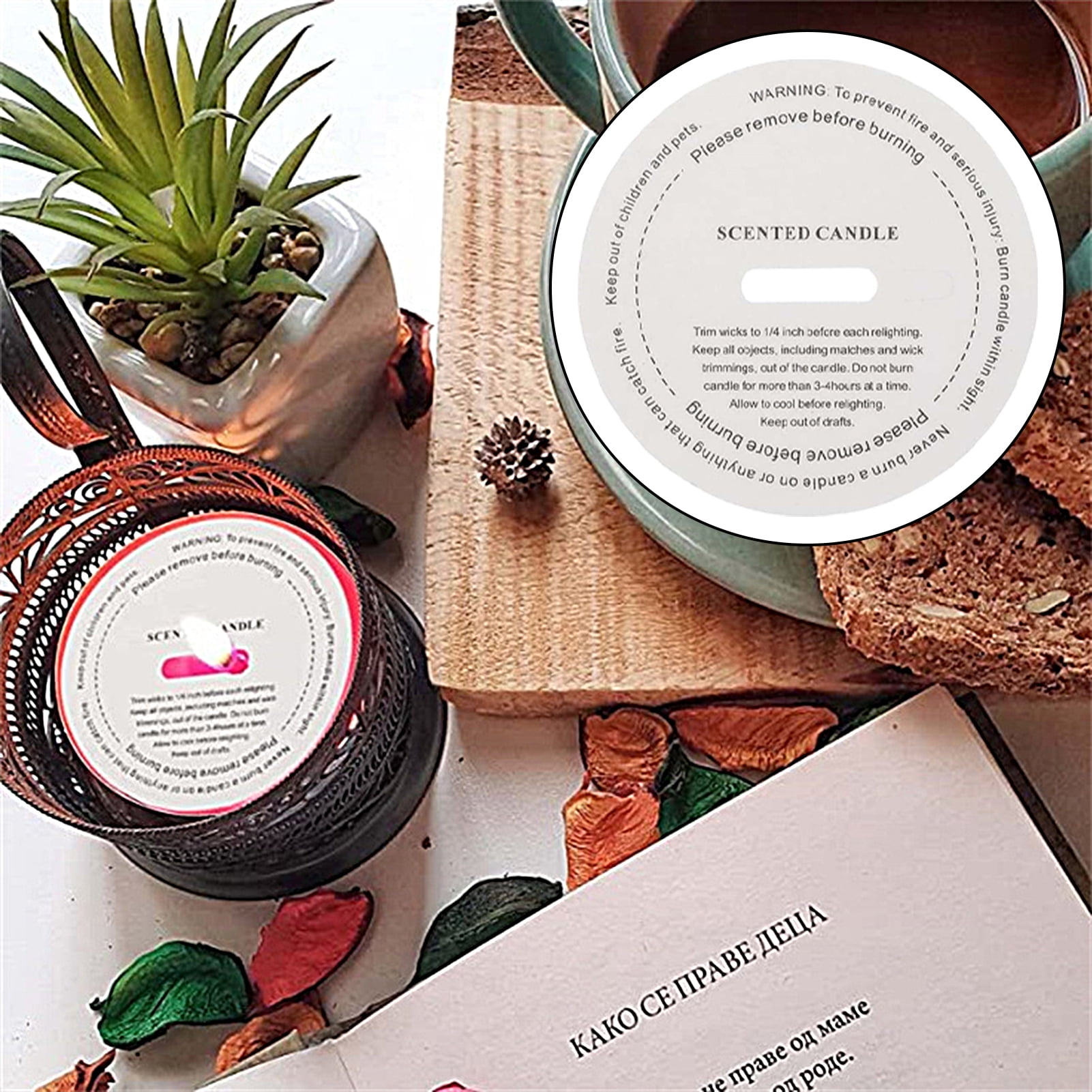 10Pcs Candle Cup Stickers Translucent Tear-Resistant Paper Round DIY ...