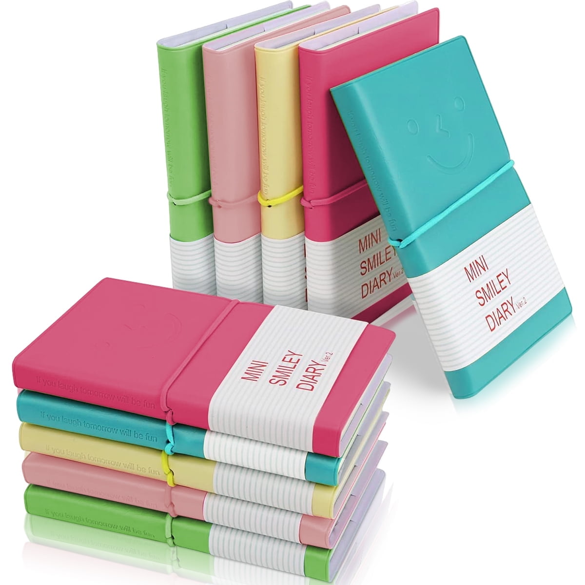 10Pcs Candy Colors Diary Mini Notebook, Smiley Pocket Notebook with ...