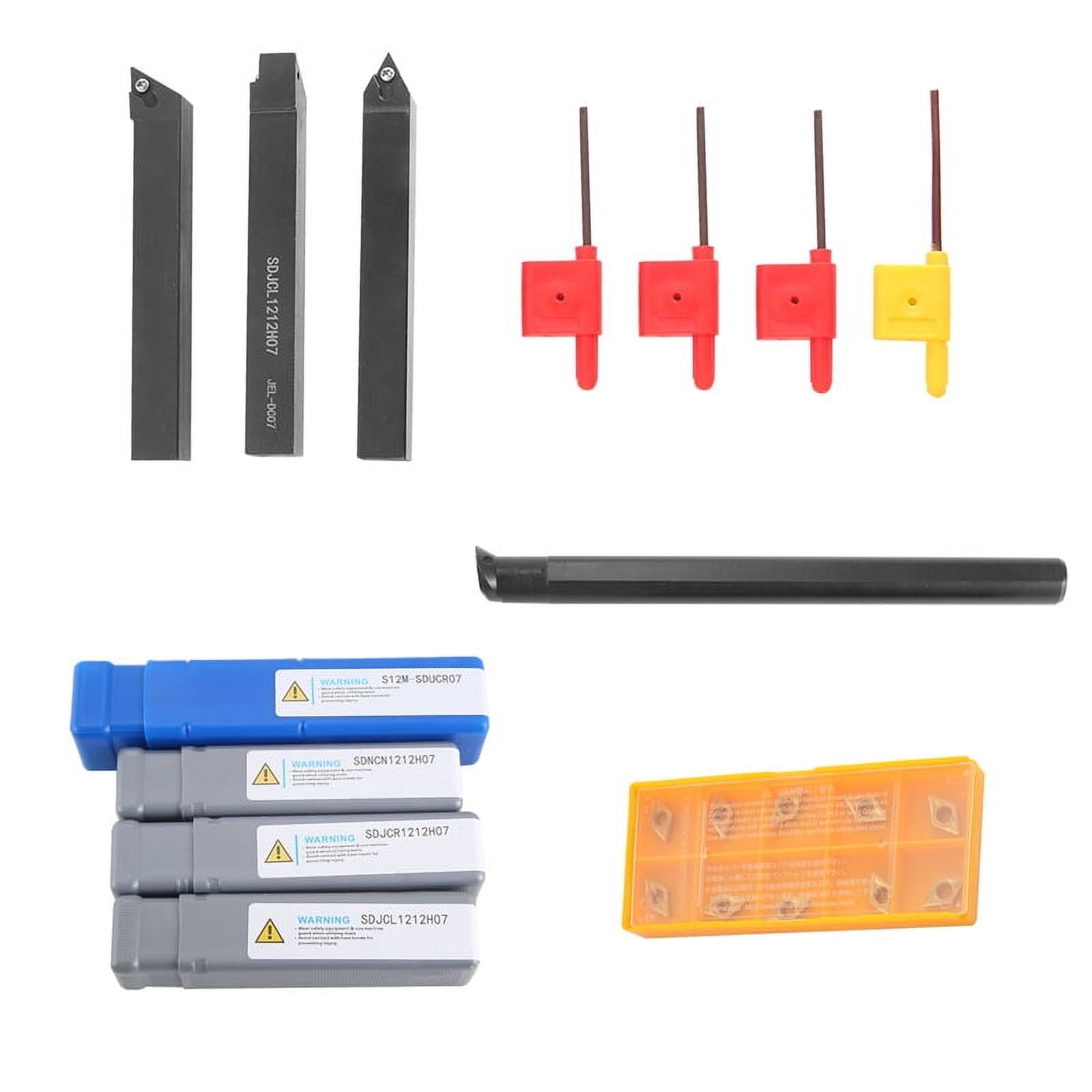 10Pcs Carbide Insert Blades + 4Pcs Lathe Turning Tool Holder Set Wrench ...