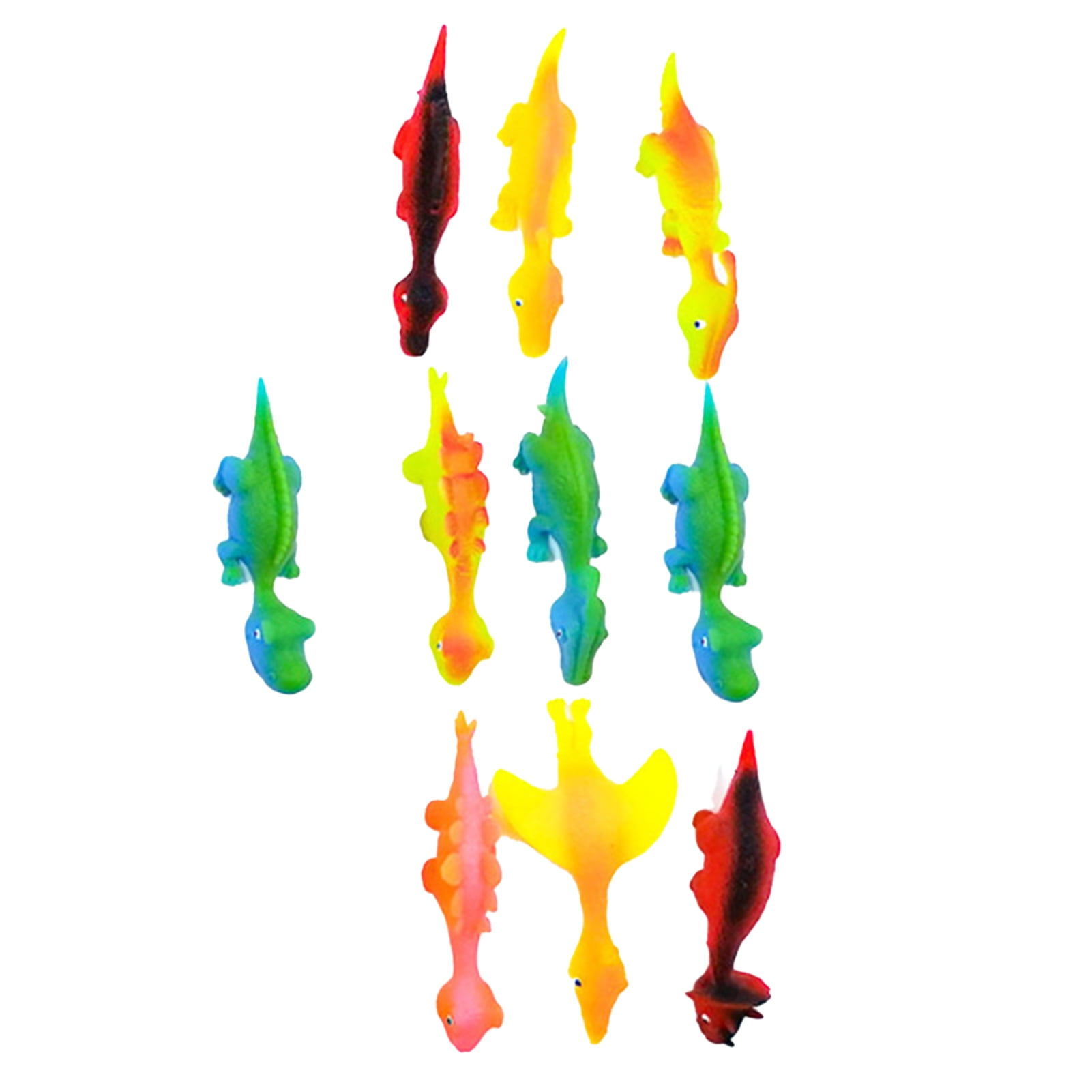 10Pcs Cartoon Dinosaur Catapult Toys Soft TPR Stress Relief Toy Finger ...