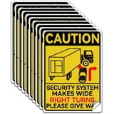 10Pcs Caution-Security System Makes Wide Right Turns Please Give Way ...