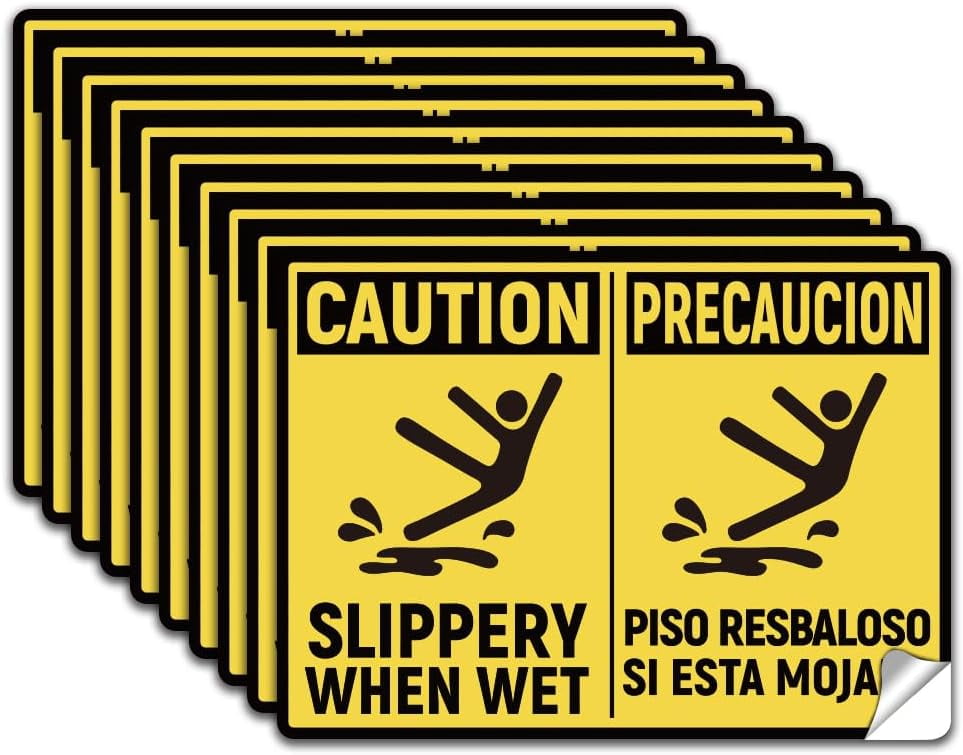 10Pcs Caution Slippery When Wet Sign Sticker PVC Waterproof Caution Wet ... 10Pcs Caution Slippery When Wet Sign Sticker PVC Waterproof Caution Wet ...