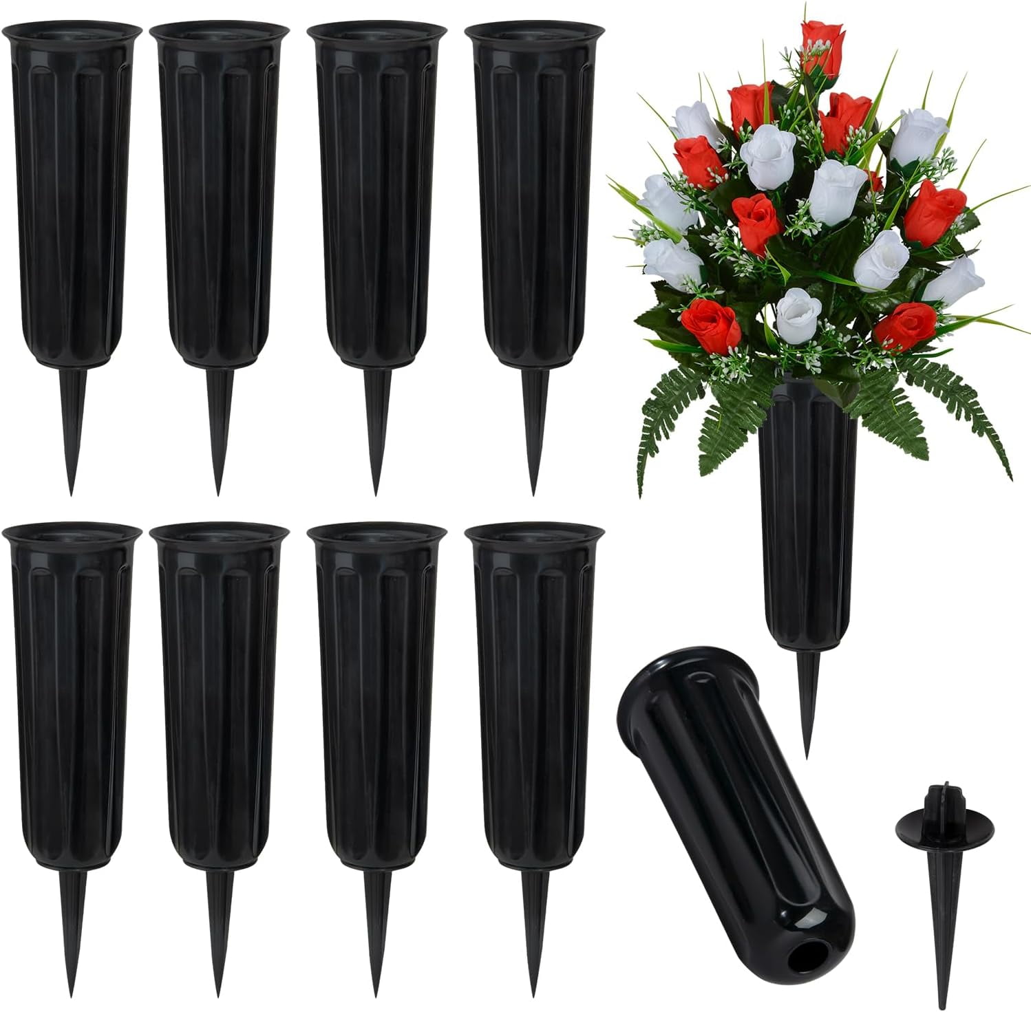 10Pcs Cemetery Vases Memorial Flower Vase Plastic Flower Holders with ...
