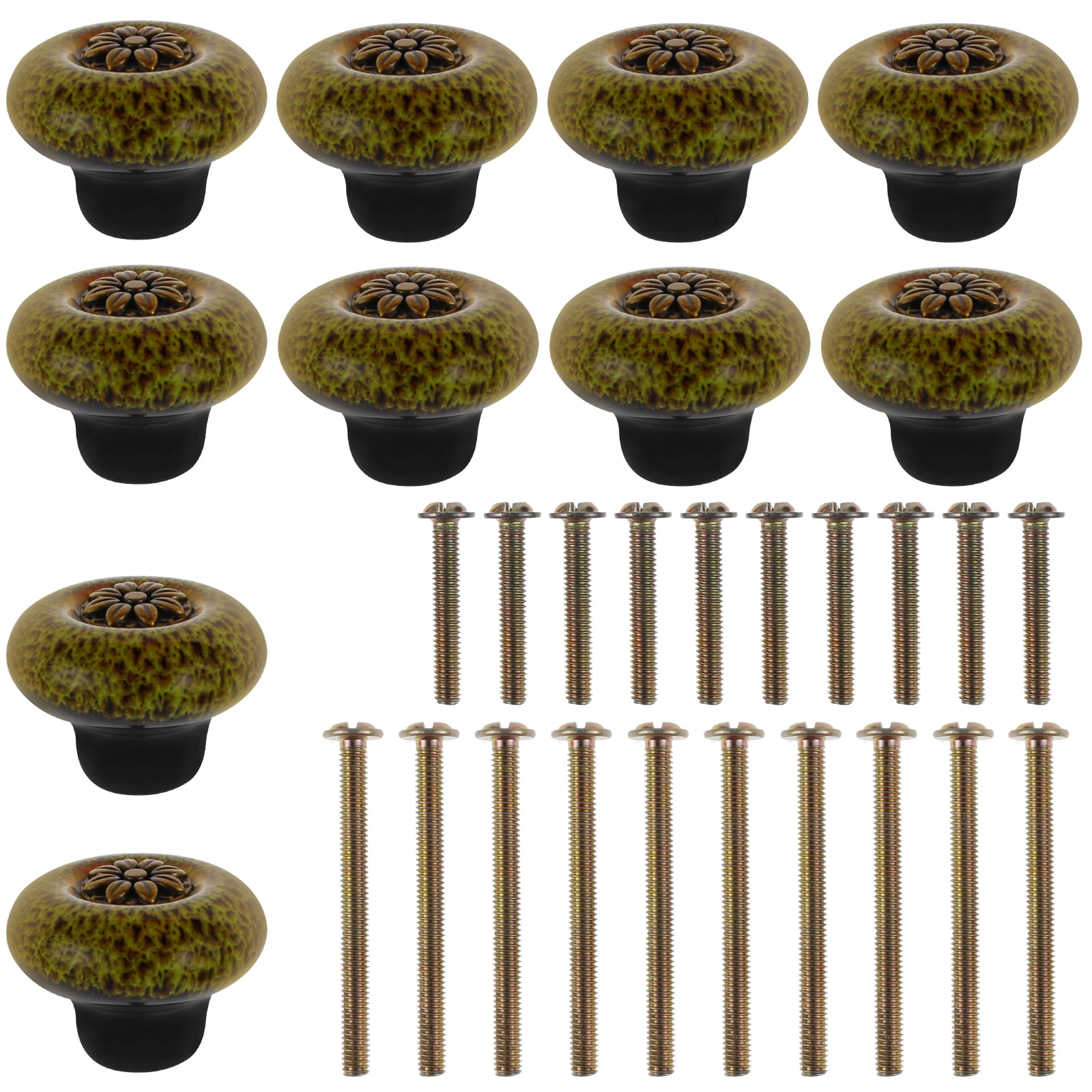 10Pcs Ceramic Knob Set Vintage Drawer Knobs Decorative Furniture Knob Handle with Screws ...