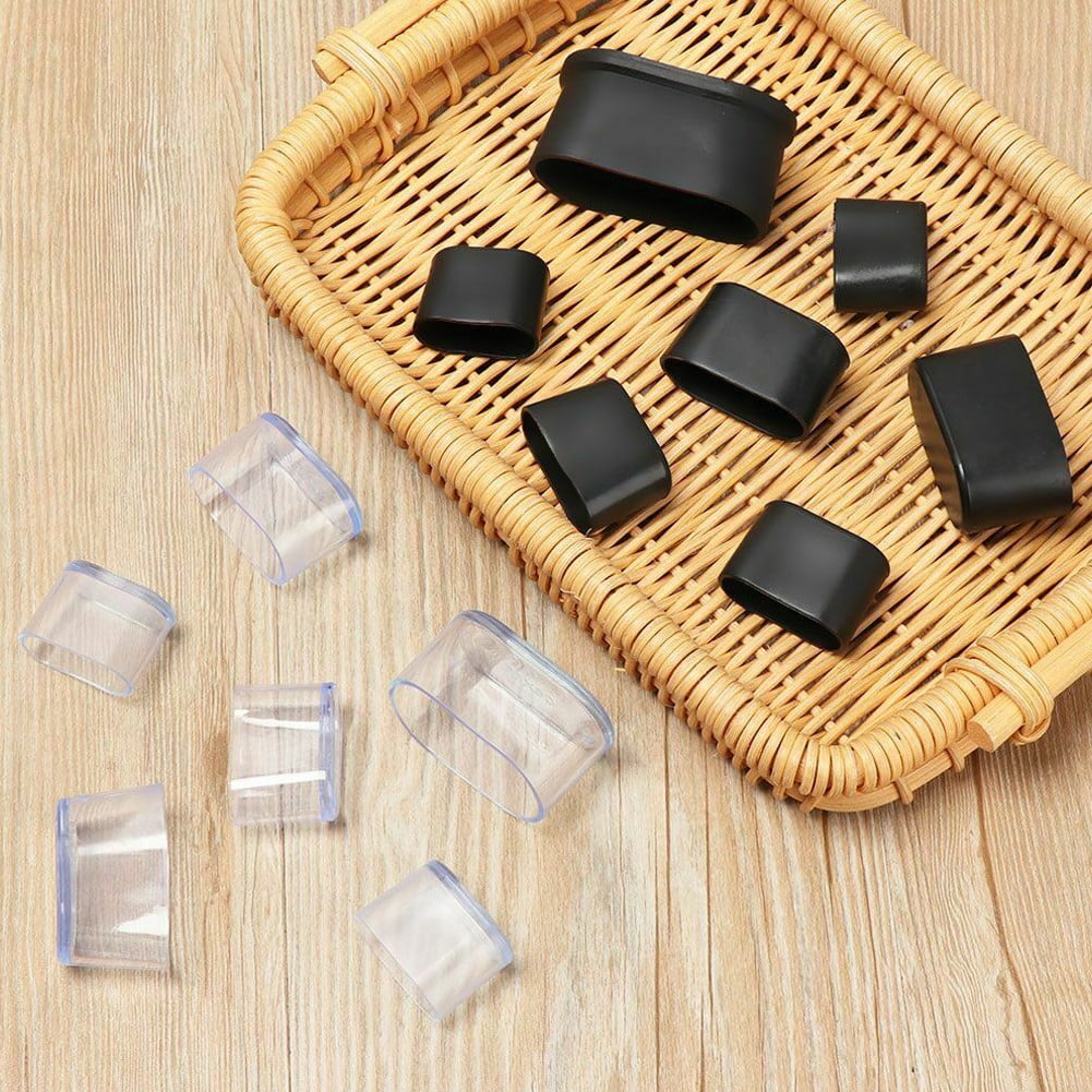 10Pcs Chair Foot Covers Transparent Rubber Oval Chair Leg Cap Wear ...