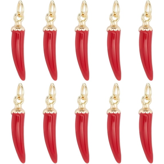 10Pcs Chili Pepper Charms 18K Gold Plated Brass 3D Italian Horn ...