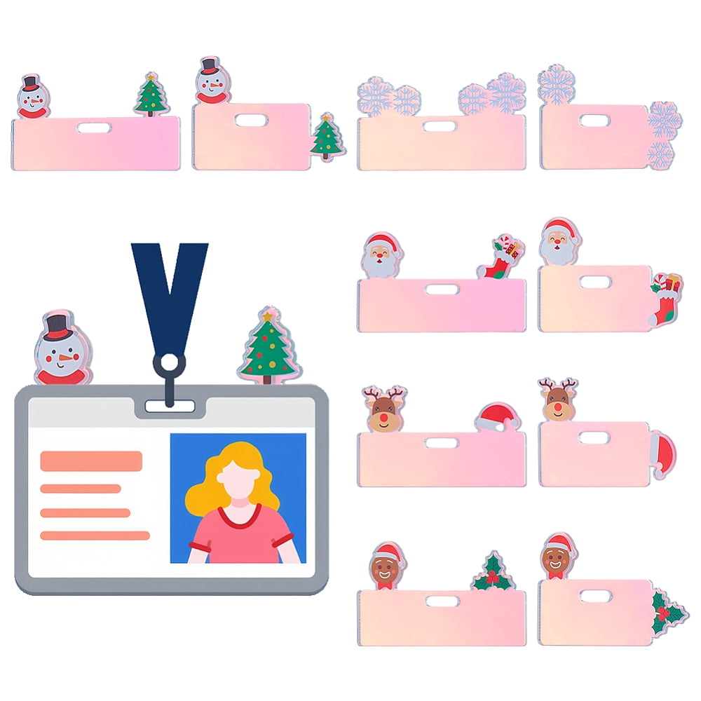 10Pcs Christmas Acrylic Badge Holders Rectangle with Mixed Shapes ...