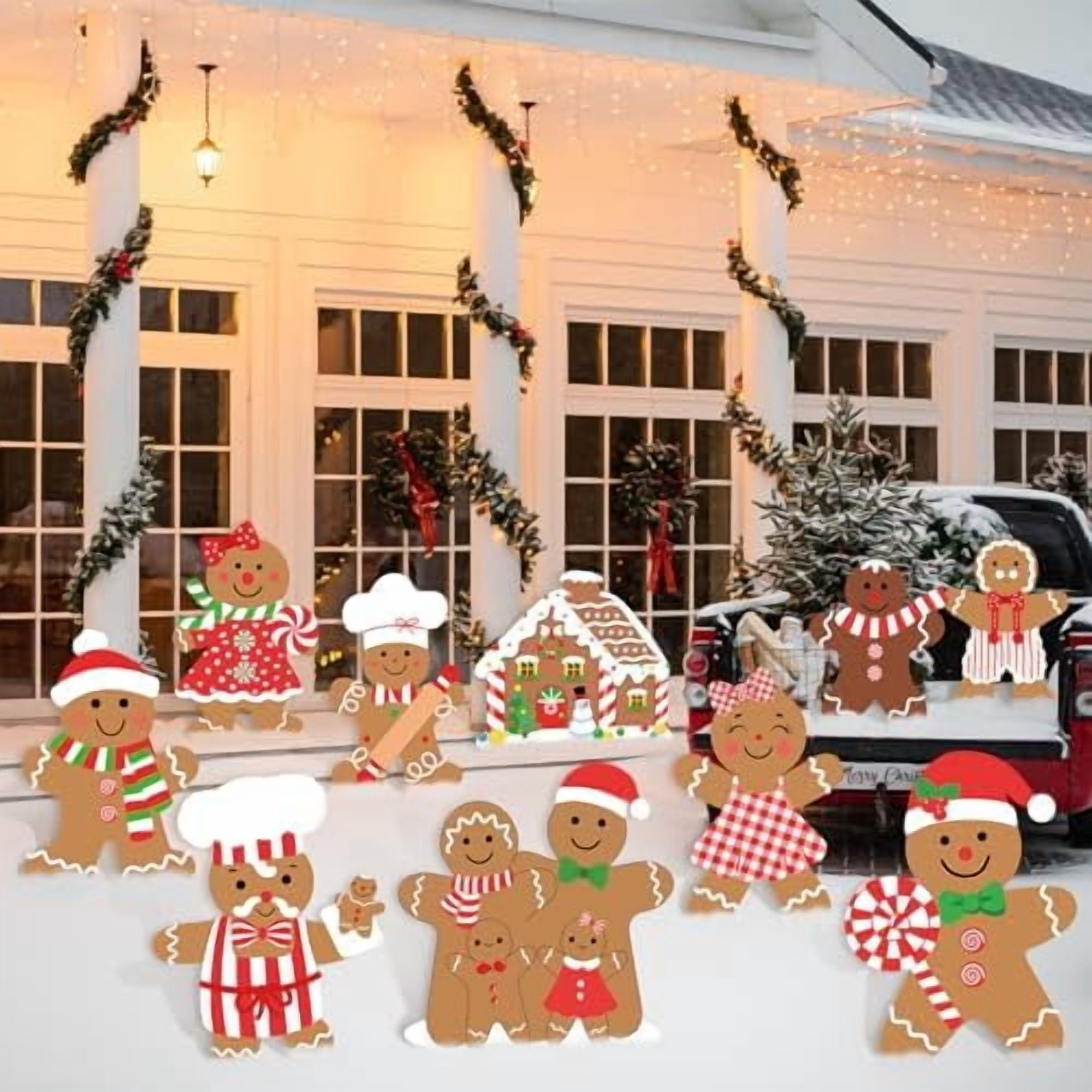 10Pcs Christmas Gingerbread Decorations Outdoor, Gingerbread Man Yard ...