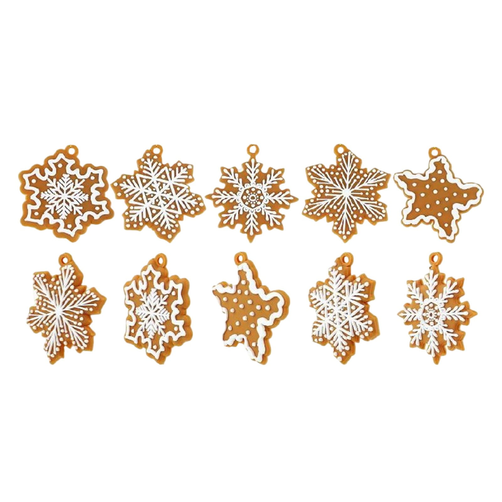 10Pcs Christmas Gingerbread Snowflake Ornaments Mini Tree Hanging ...