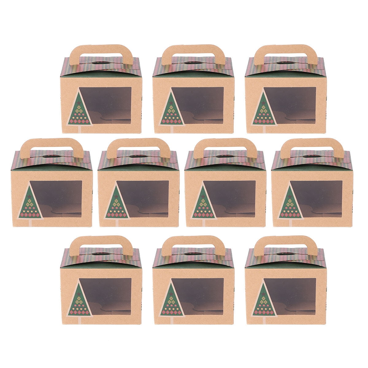10Pcs Christmas Handy Candy Cake Wrapping Boxes Kraft Paper Cupcake ...