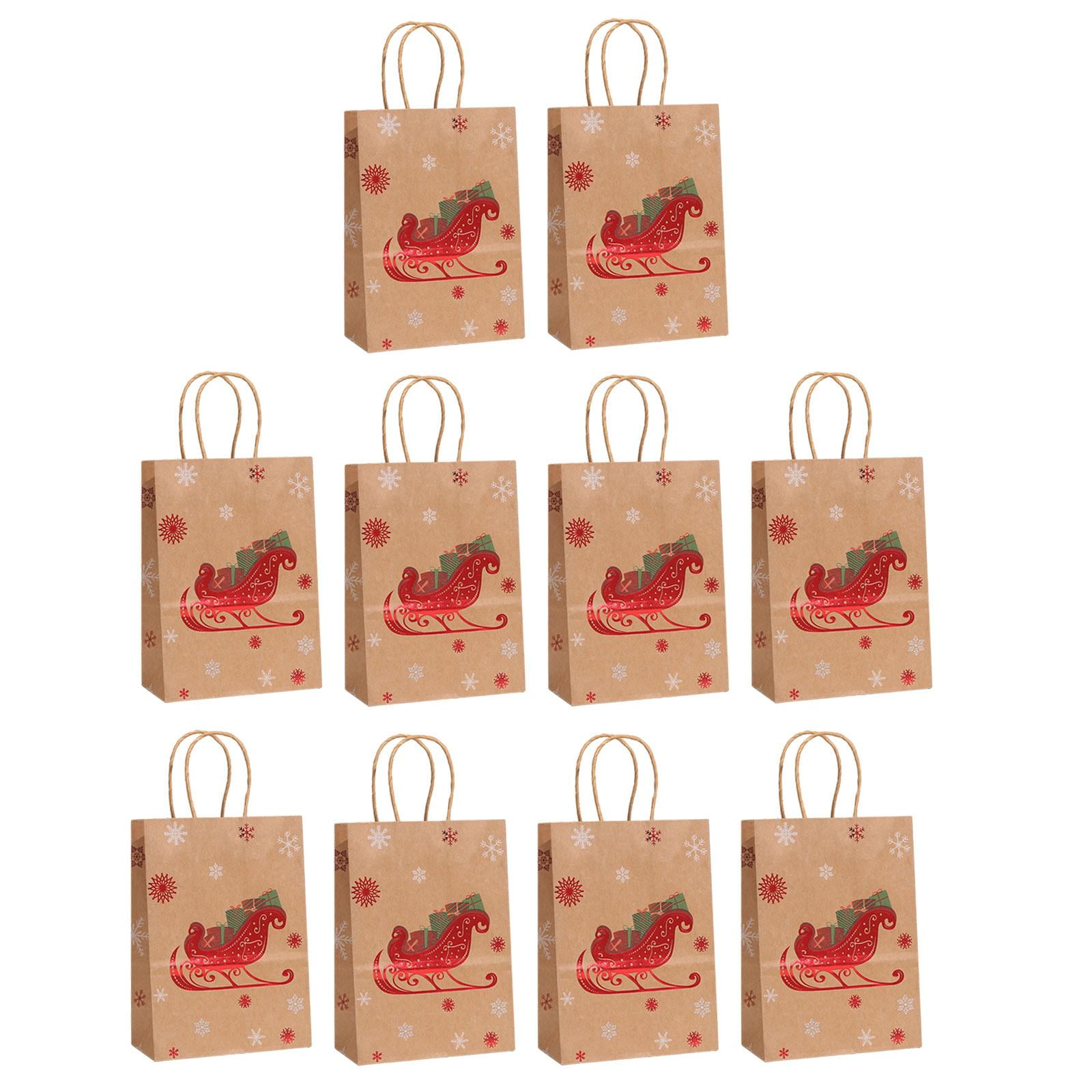10Pcs Christmas Party Kraft Paper Gift Bags with Handles Christmas ...