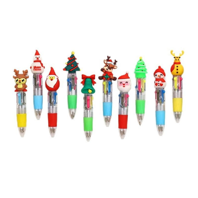 10Pcs Christmas Themed Multicolor Pen 4 Color-in-1 Ballpoint Pen for ...