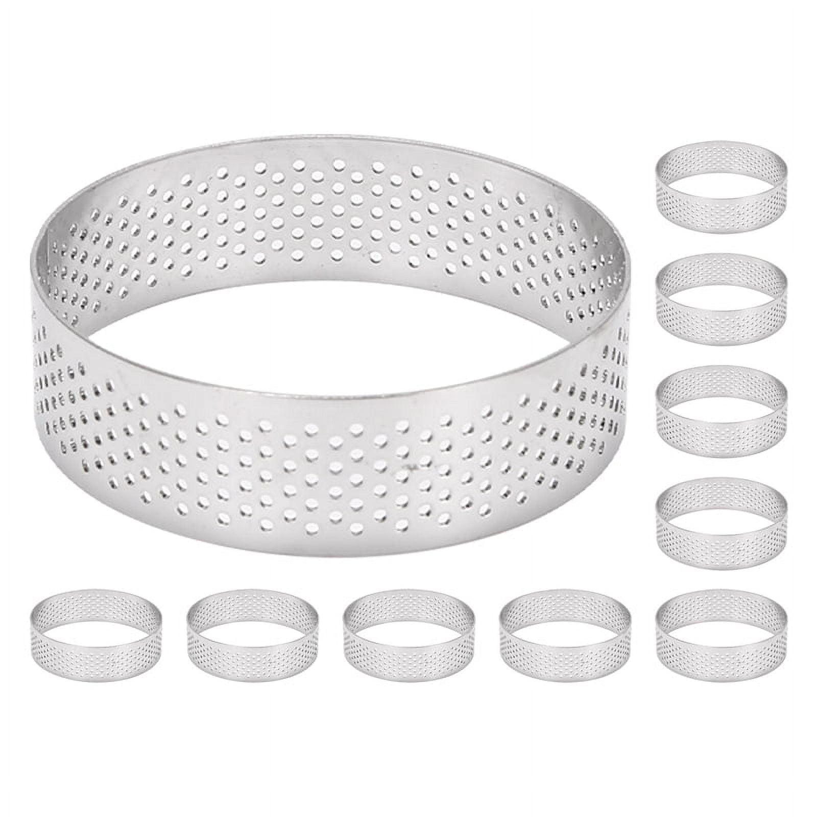 10Pcs Circular Tart Rings with Holes Stainless Steel Fruit Pie Quiches ...