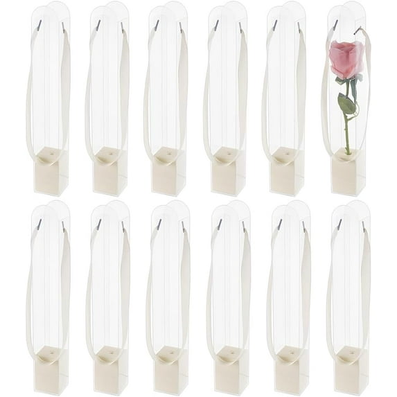 10Pcs Clear Flower Packing Boxes Floral White Single Rose Flower Box ...
