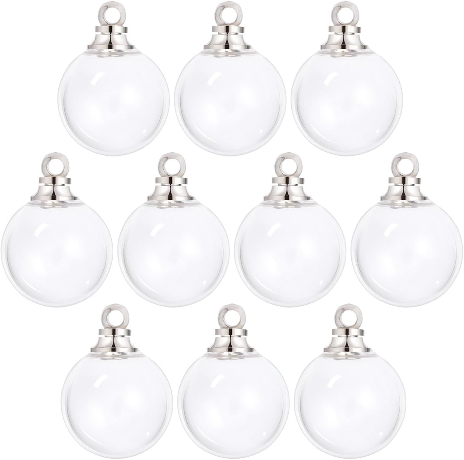 10Pcs Clear Glass globe Charm Screwable Alloy Transparent Glass ...