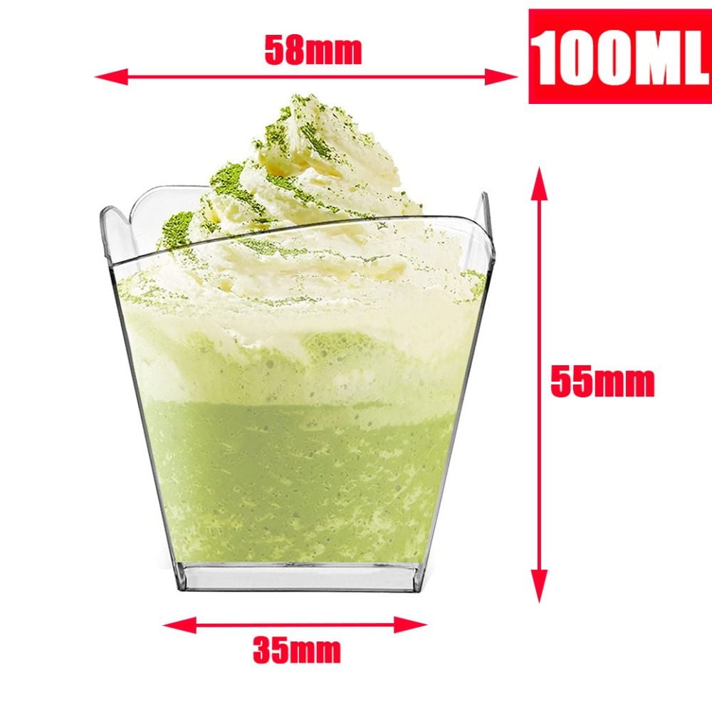 10Pcs Clear Mousse Cup Yogurt Cup Disposable Plastic Pudding Cup with ...