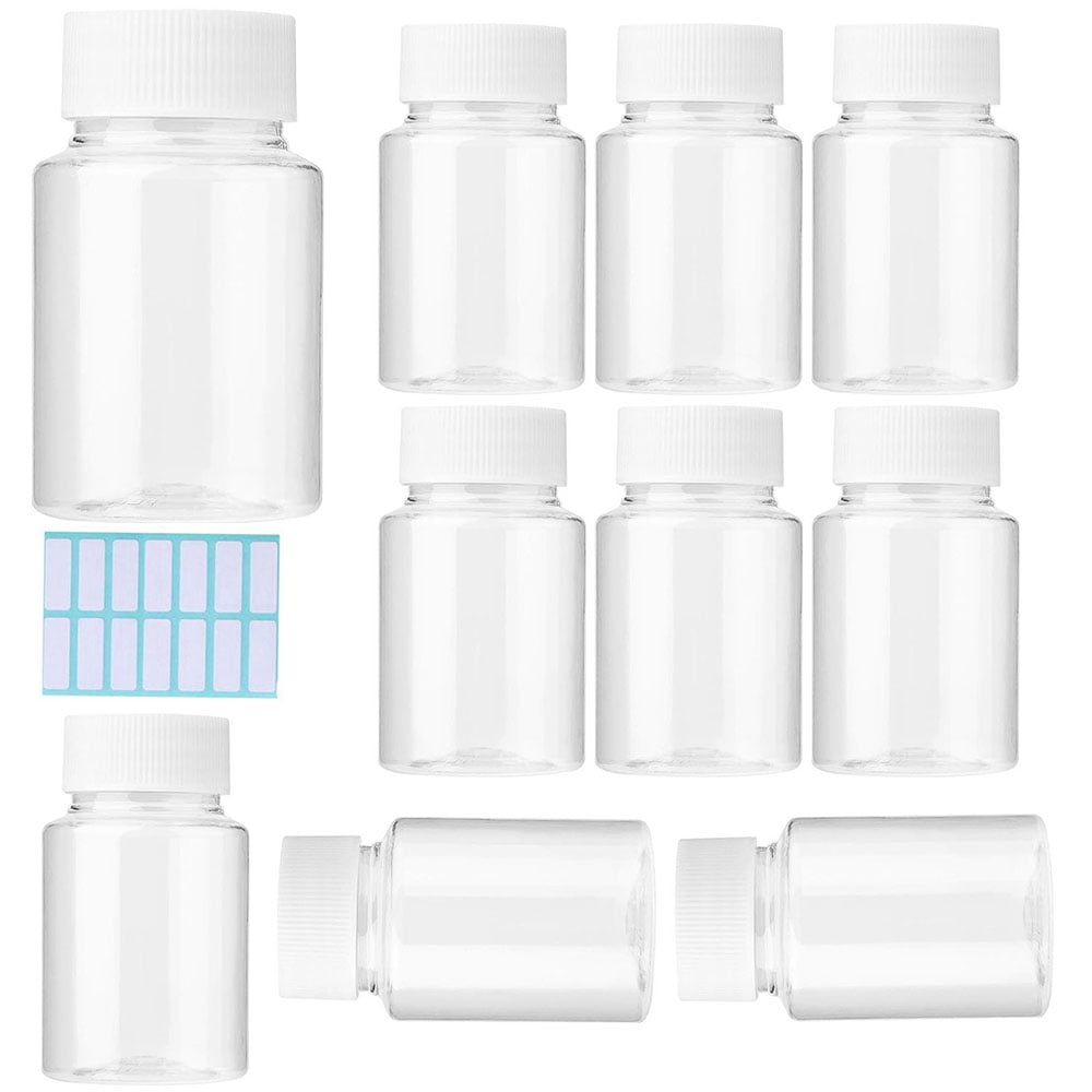 10Pcs Clear Pill Bottle Plastic Medicine Bottle Empty Reagent Bottle ...