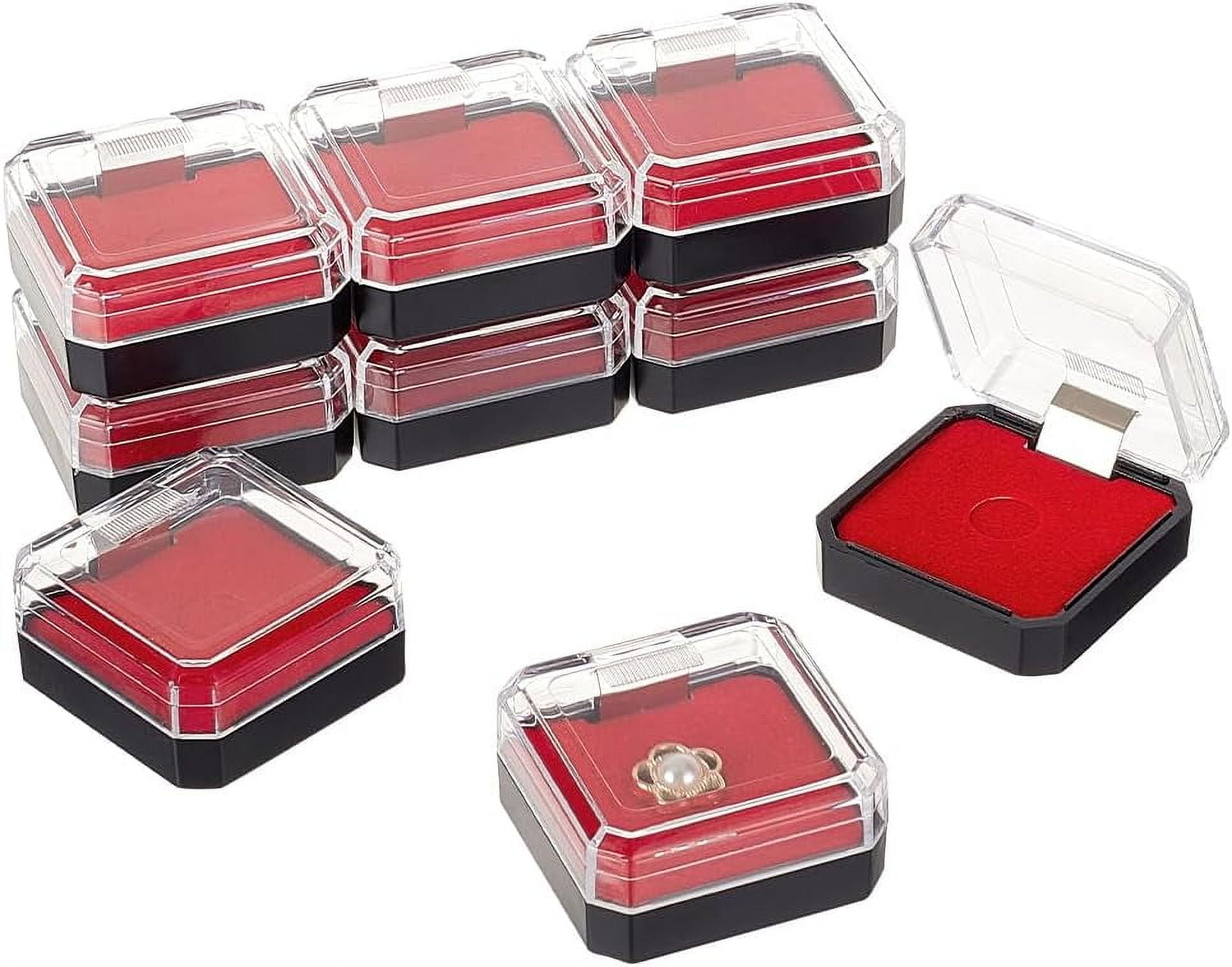 10Pcs Clear Plastic Gift Box For Pin 1.4x1.4x0.3 Inch Black Red ...