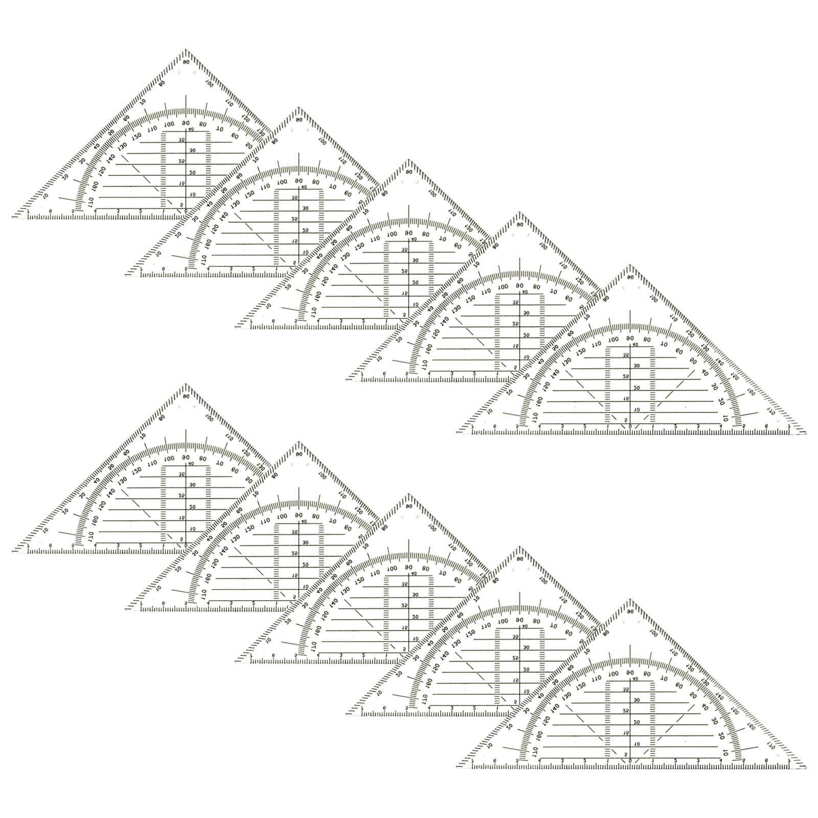 10Pcs Clear Set Square with 180 Degrees Protractors Geometry Drafting ...