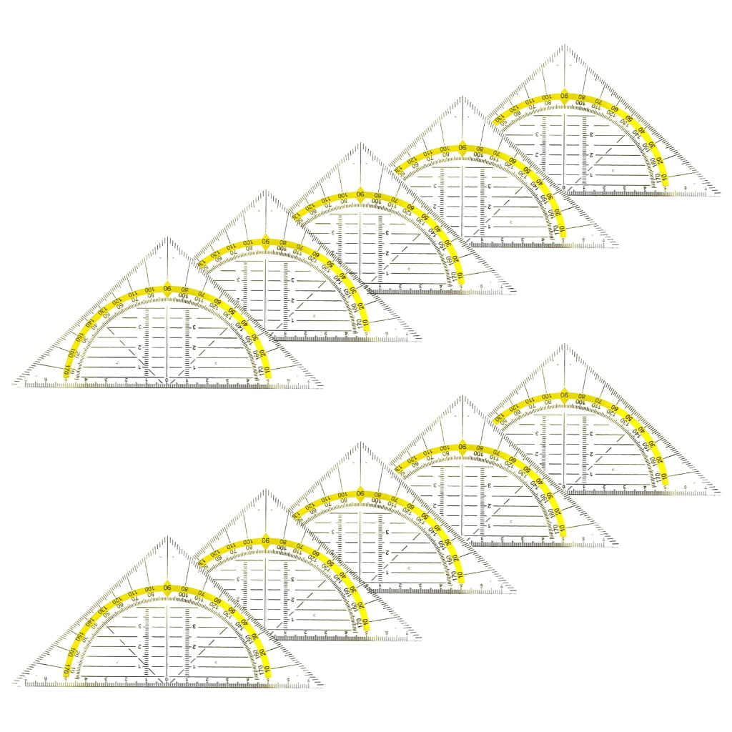 10Pcs Clear Set Square with 180 Degrees Protractors Geometry Measuring ...