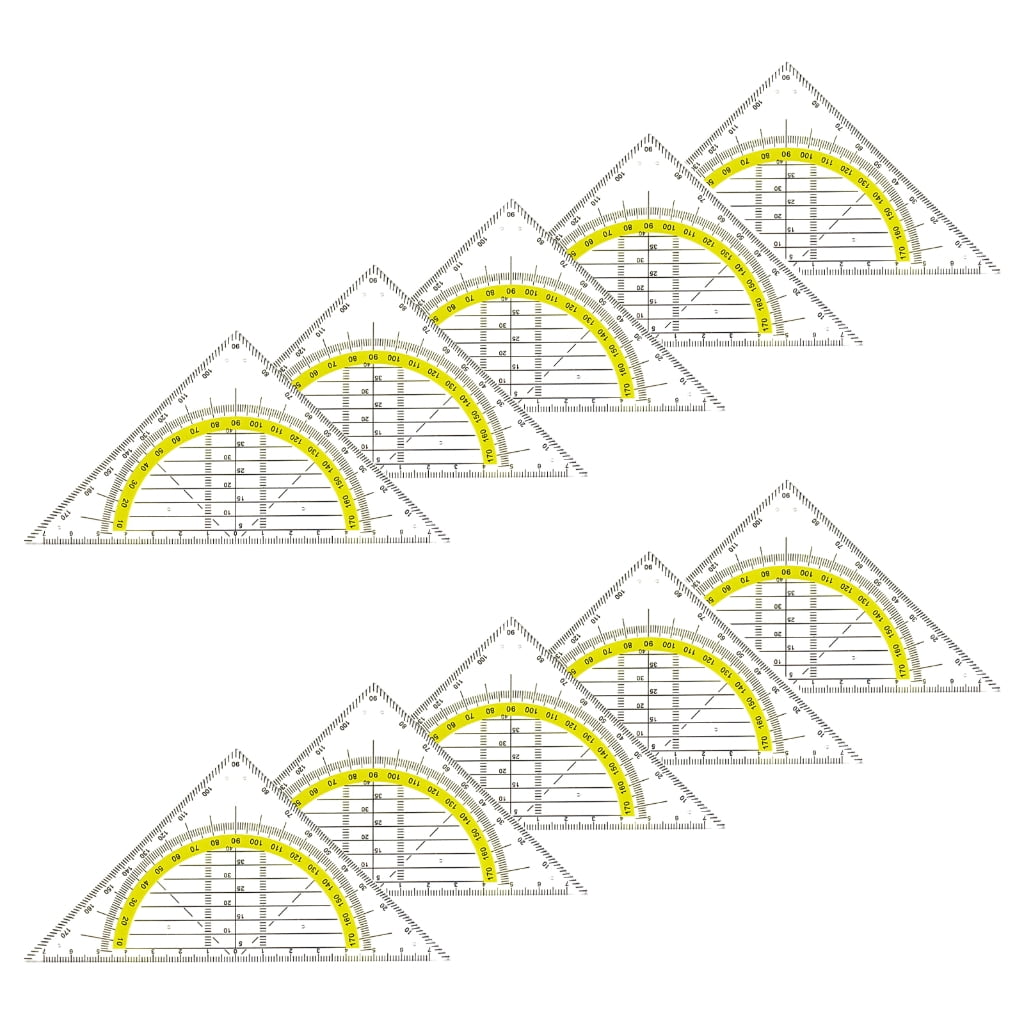 10Pcs Clear Set Square with 180 Degrees Protractors Geometry Measuring ...