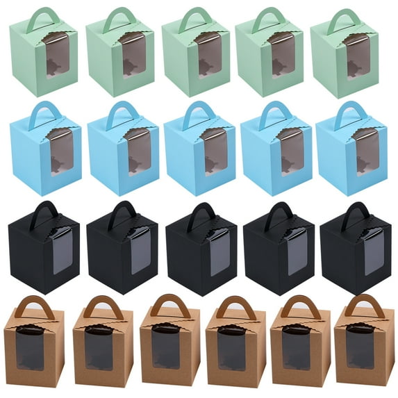 10Pcs Clear Window Single Cupcake Boxes - Muffin Pastries Containers ...