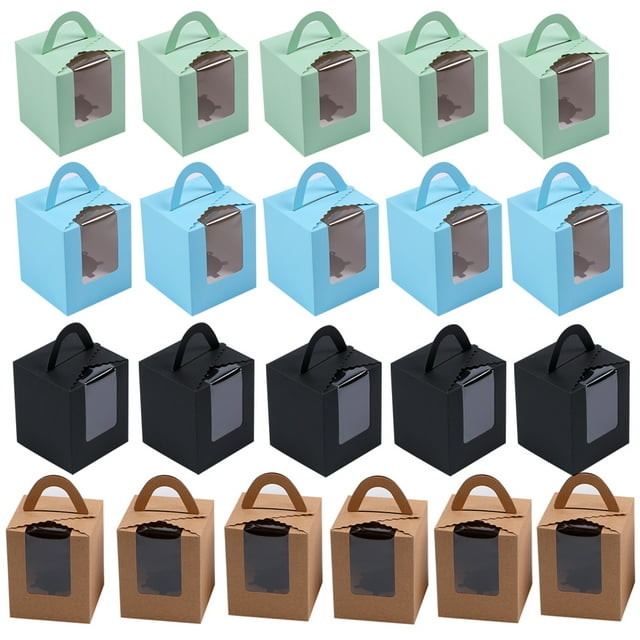 10Pcs Clear Window Single Cupcake Boxes - Muffin Pastries Containers ...