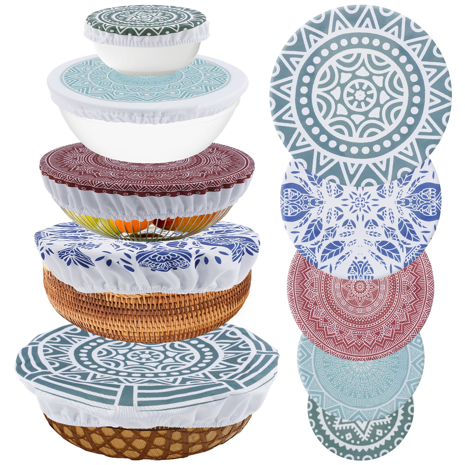 10Pcs Cloth Bowl Cover Reusable Fabric Bowl Cover Elastic Food Bowl ...