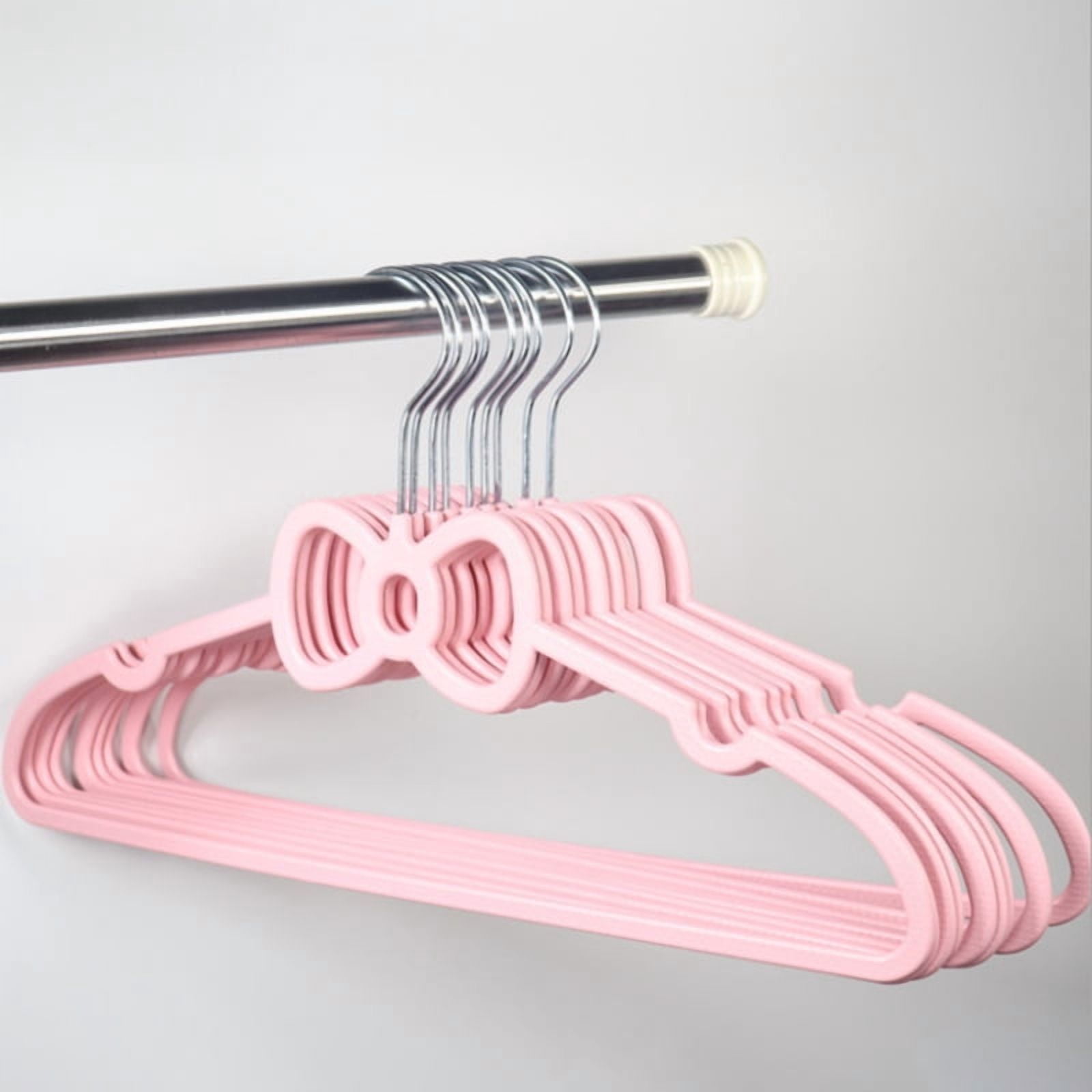 10Pcs Clothes Hanger Durable Abs Girly Heart Pink Love Bow-Knot Pattern ...