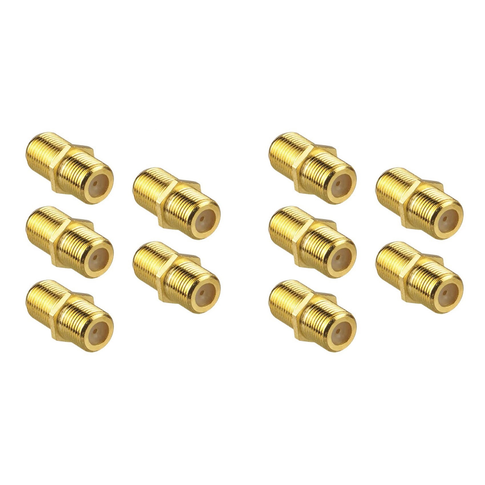 10Pcs Coaxial Cable Connector, RG6 F-Type Gold Plated Adapter Female to ...