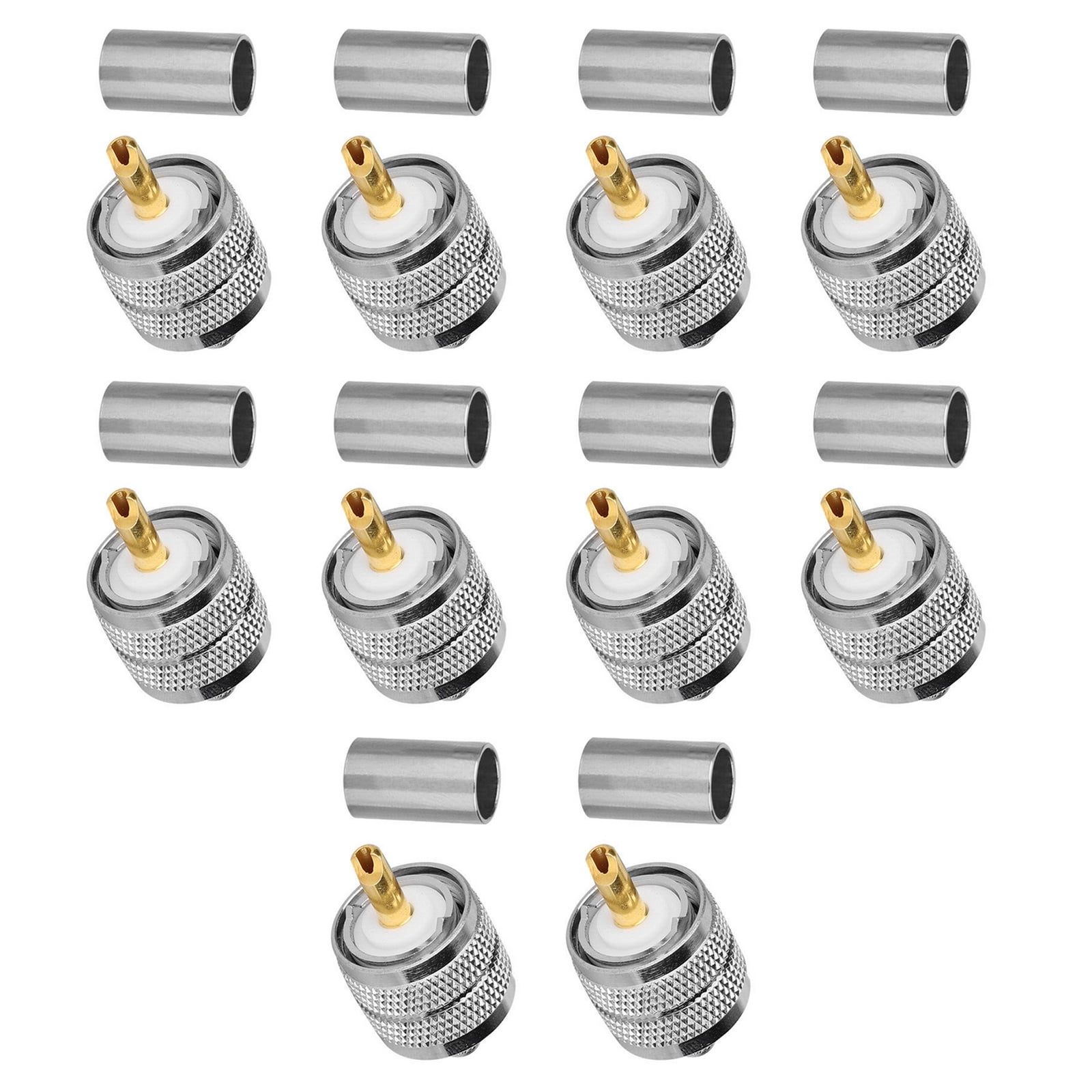 10Pcs Coaxial Cable PL-259 Connectors Nickel-Plated Brass Body, Teflon ...