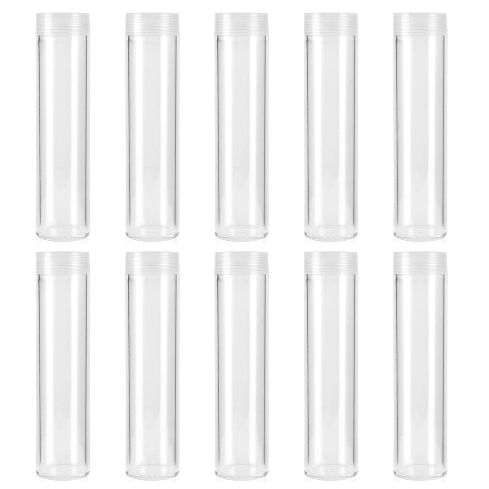10Pcs Coin Tube Transparent Plastic Coin Tube Organizer Round Coin ...