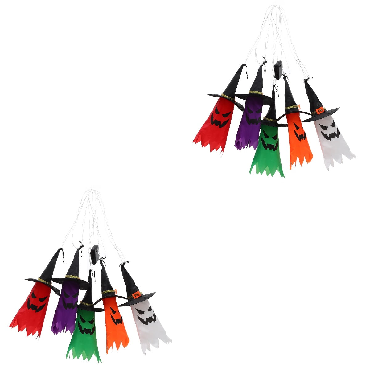 10Pcs Color Wizard Hat Decorations Hanging Light Up Ghost Hat Lights ...