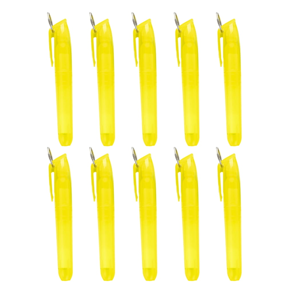 10Pcs Colorful Highlighter with Metal Round Keyring Oblique Tip Marker ...