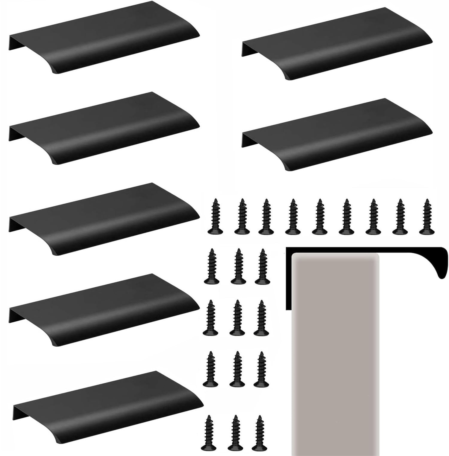 10Pcs Concealed Kitchen Cupboard Handles,Happon 150mm/5.9inch Back ...