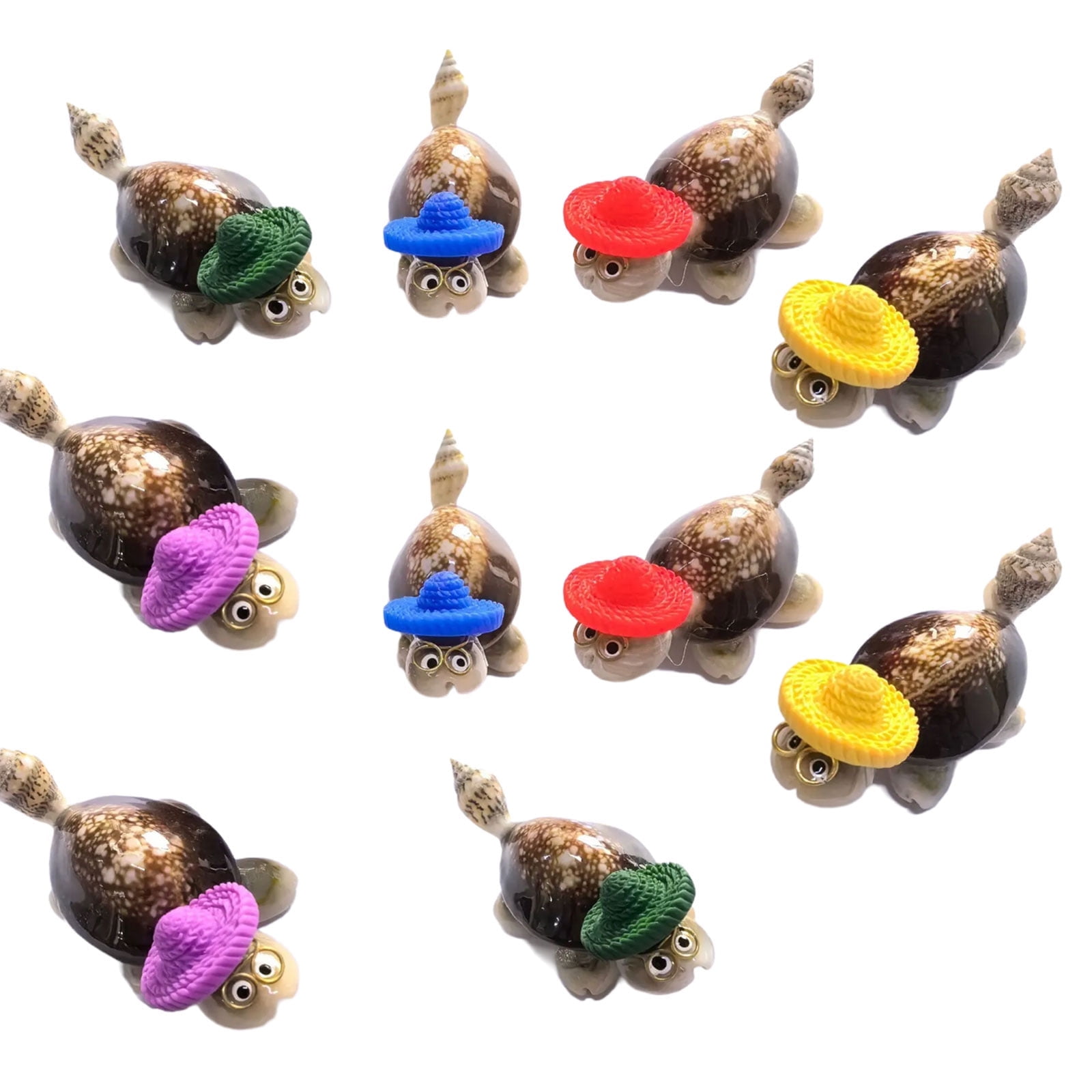 Bokcztml 10Pcs Conch Turtles Statue with Colorful Hat Turtles Figure ...