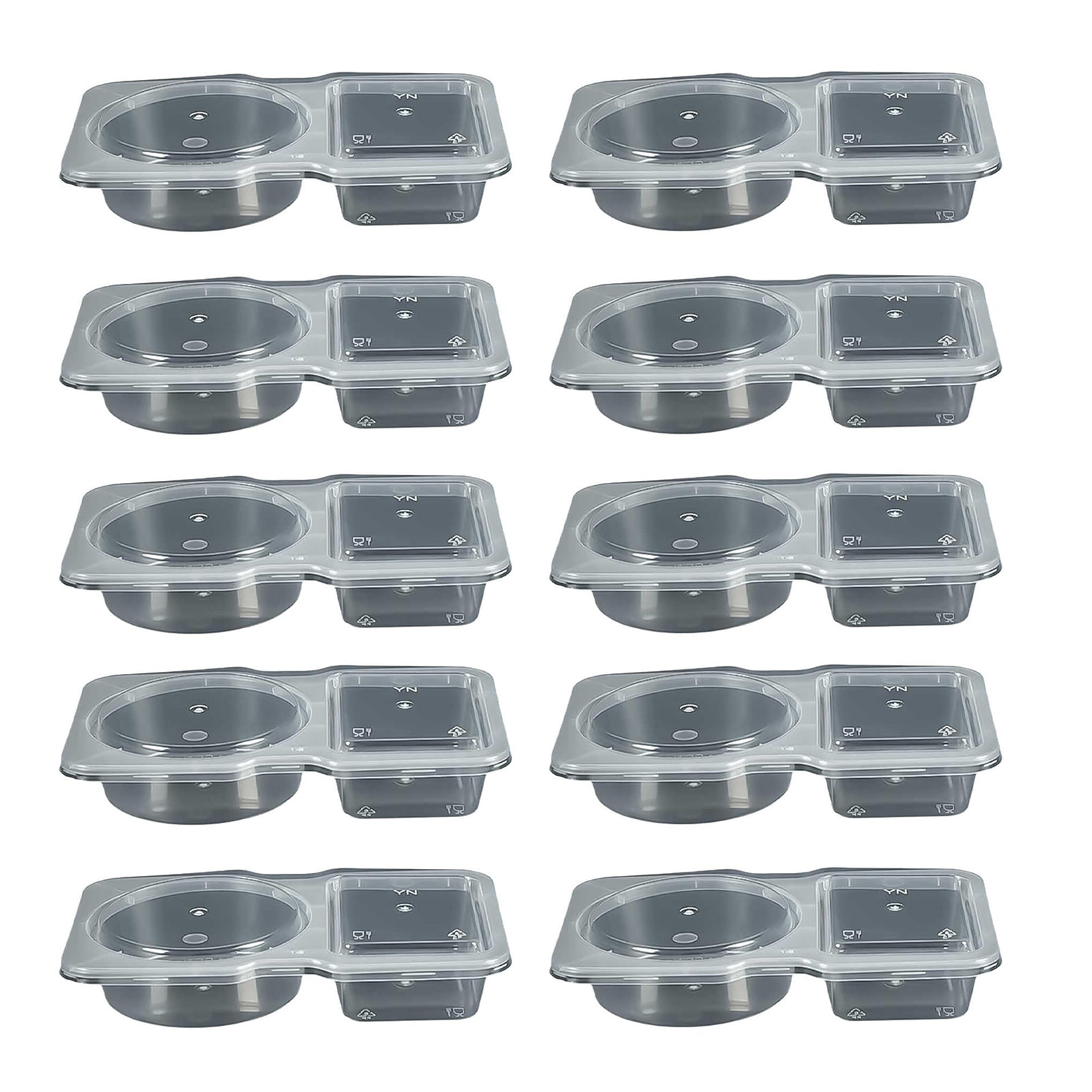 10Pcs Condiment Containers Dual Compartment Seasoning Box with Lids 3oz ...