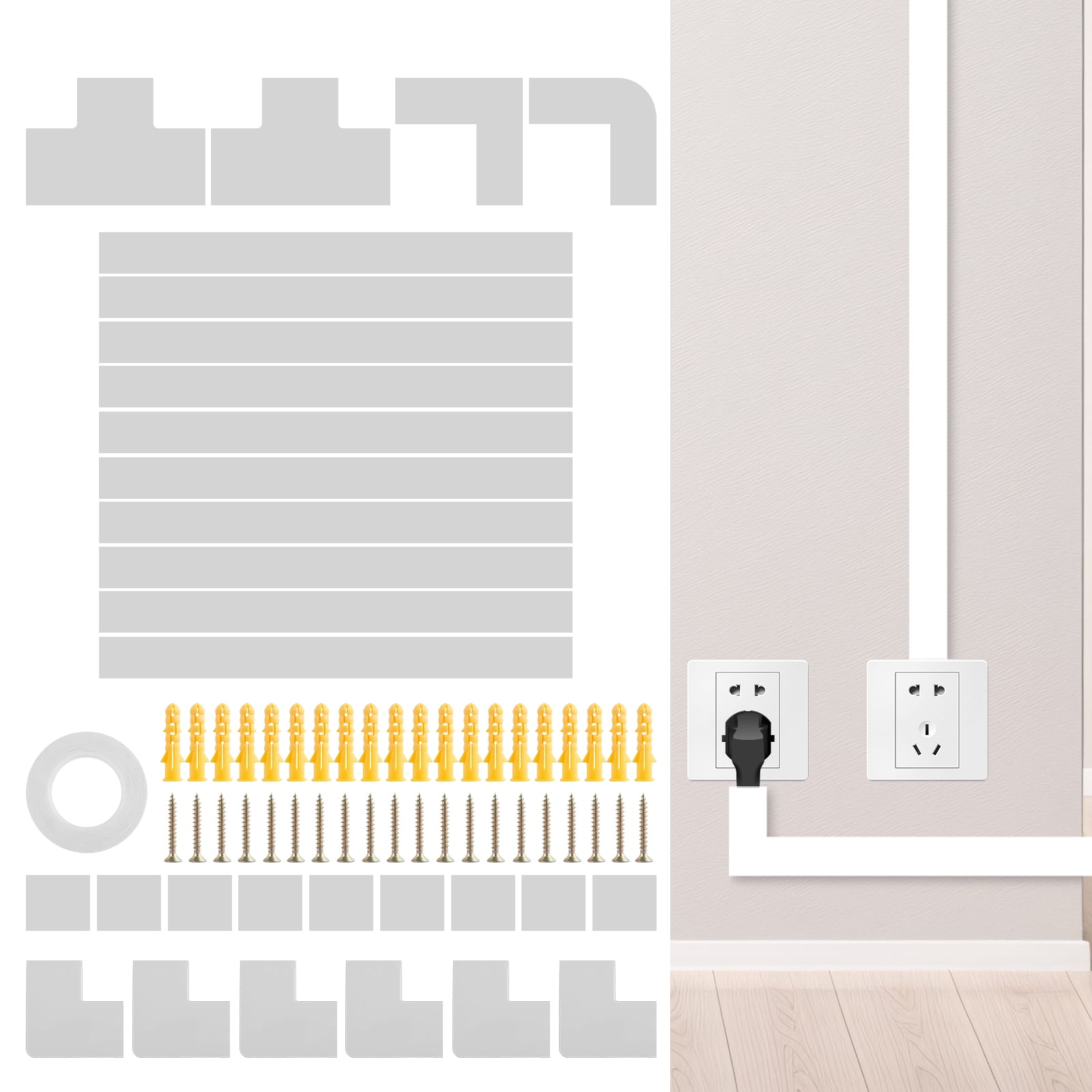 10Pcs Cord Hider 157inch Cable Cover Raceway Kit PVC White Wire Hiders ...