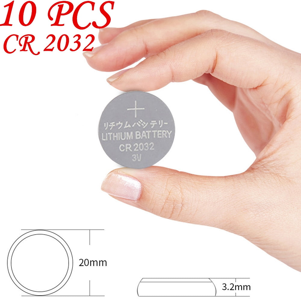 10Pcs Cr2032 Button Battery Silver, 10 Pcs Cr2032 Button Battery 3V ...