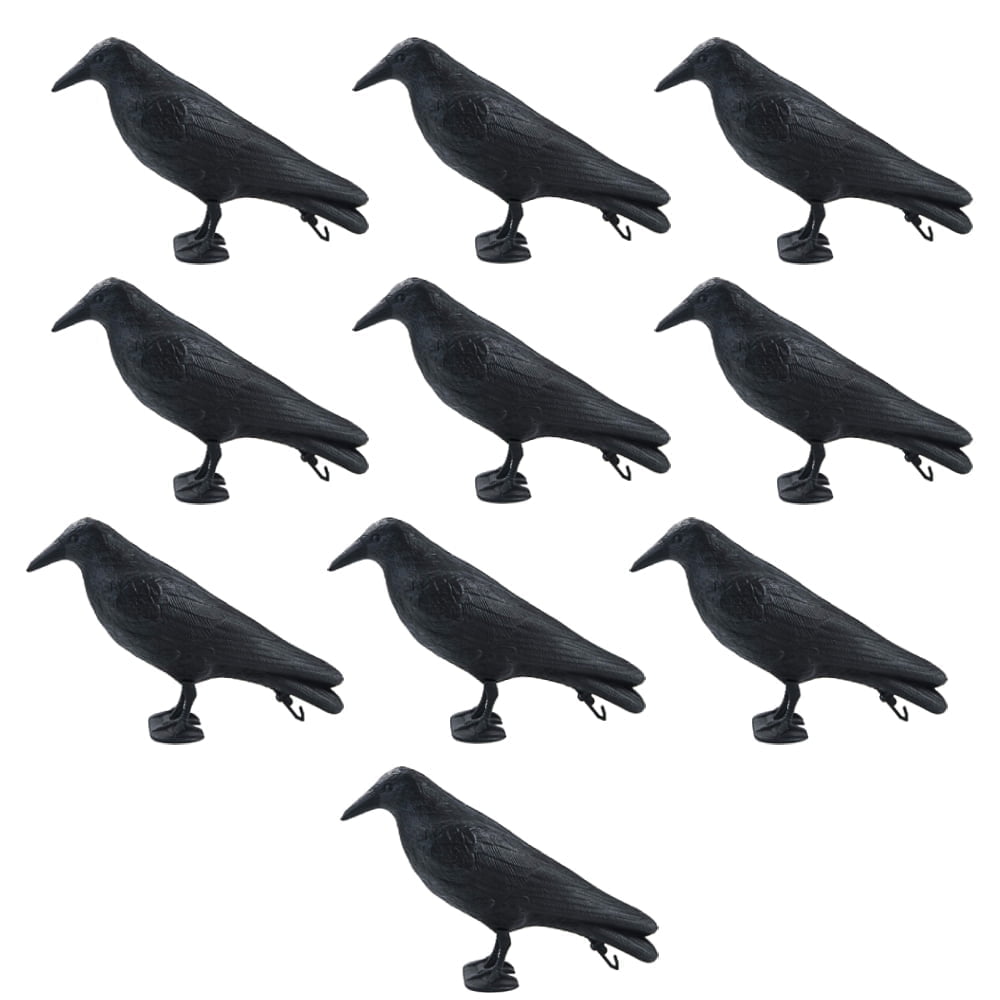 10Pcs Crow Decoys, Fake Black Simulation Plastic Standing Crow Statue ...