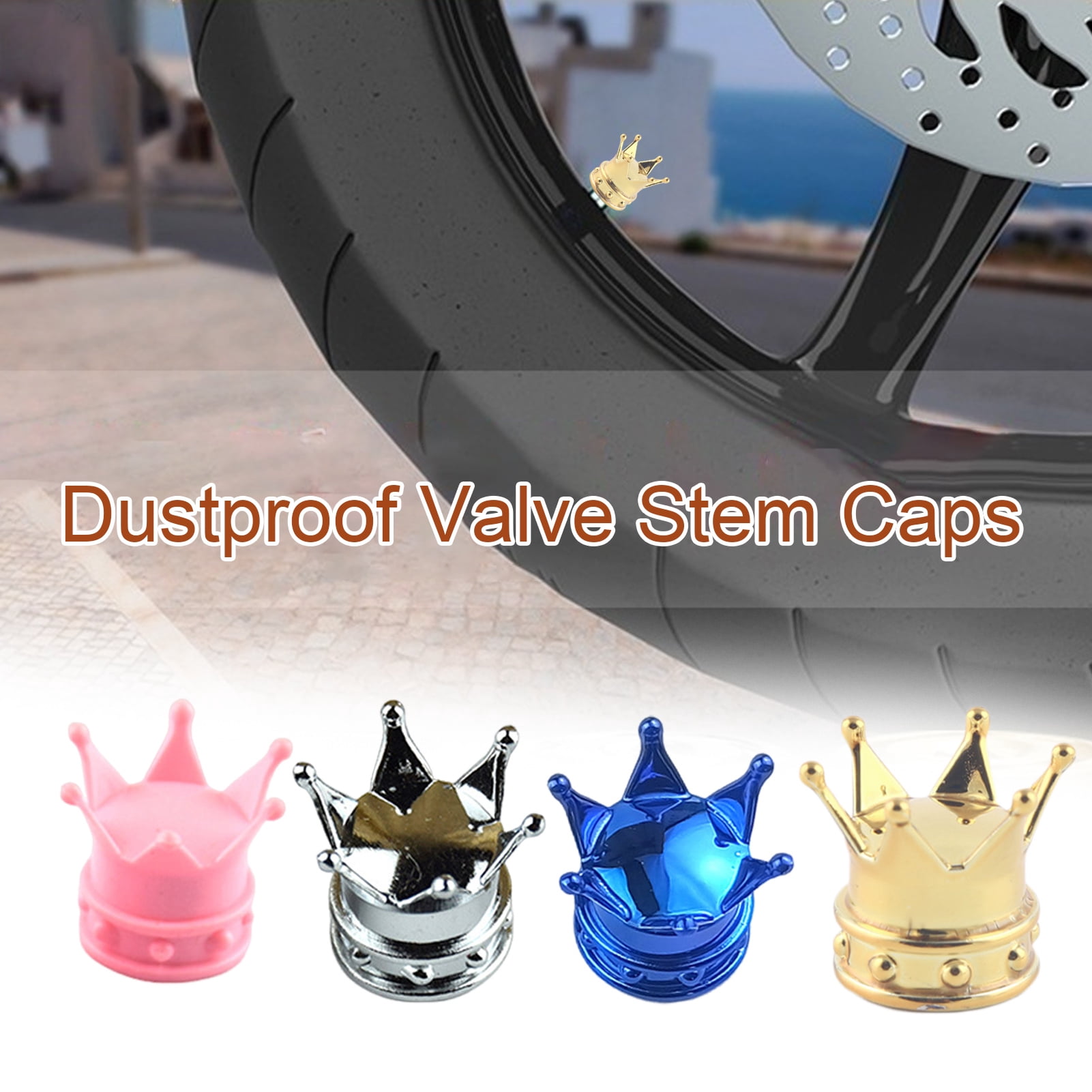 10Pcs Crown Tire Valve Stem Caps with O Sealing Ring Dust-proof & Leak ...
