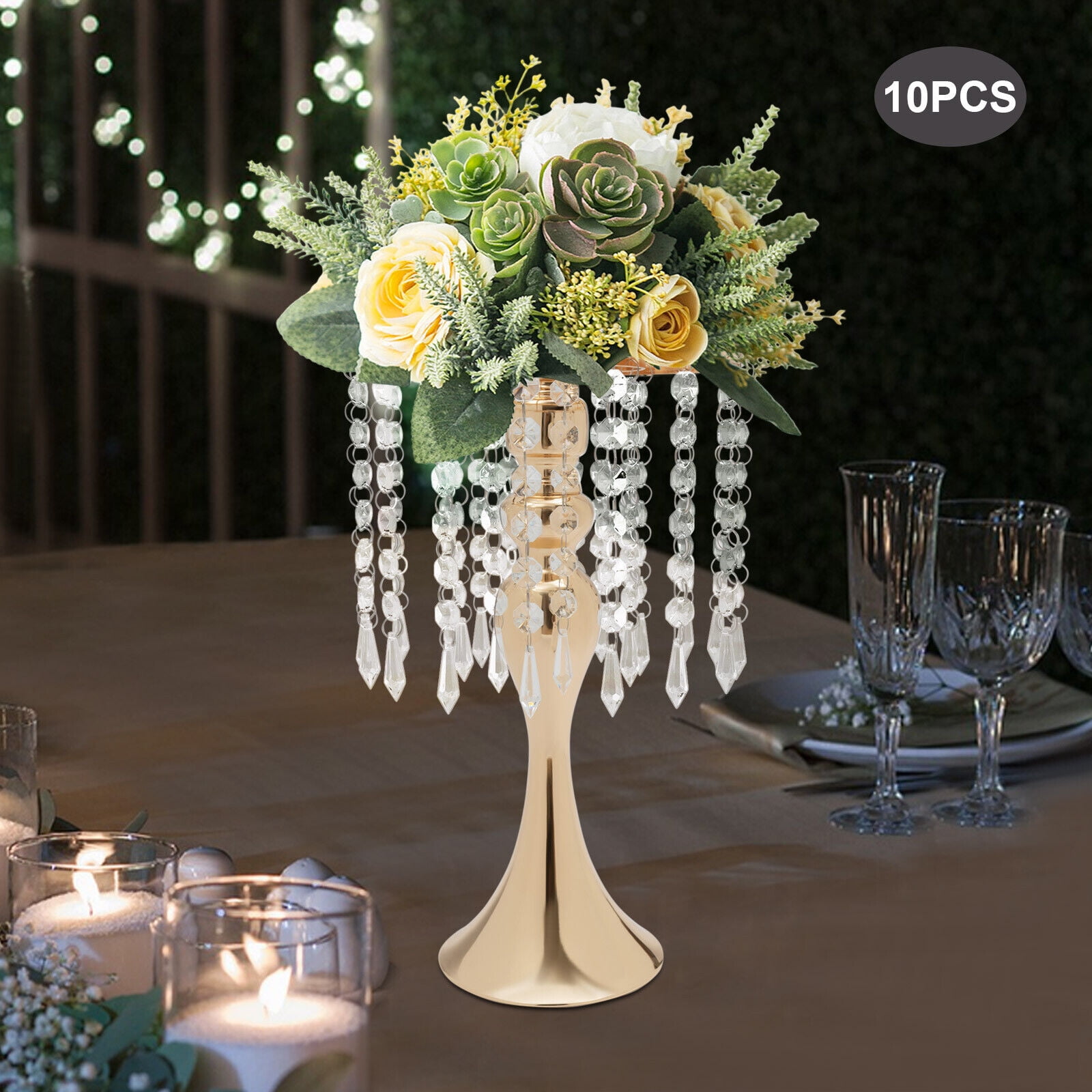 10Pcs Crystal Flower Stand Centerpiece Flower Holder Vases 35cm for ...