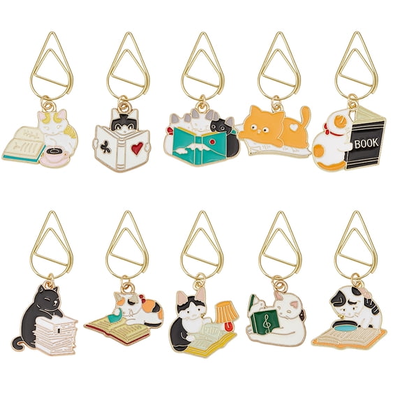 10Pcs Cute Cat Paper Clips Cat Metal Bookmark Bookmark Marking Clip ...