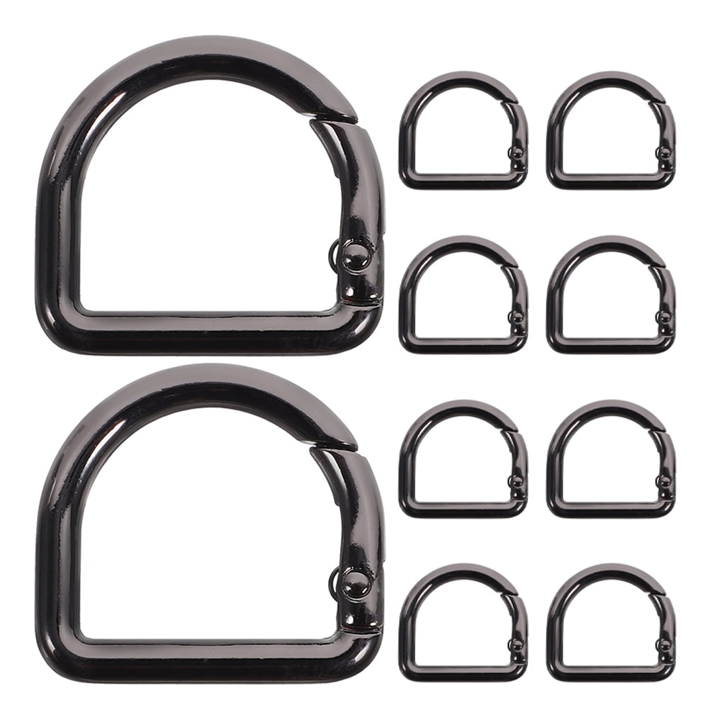 10Pcs D Ring Spring Clips for Bag Straps Quick Connect Black Zinc Alloy ...