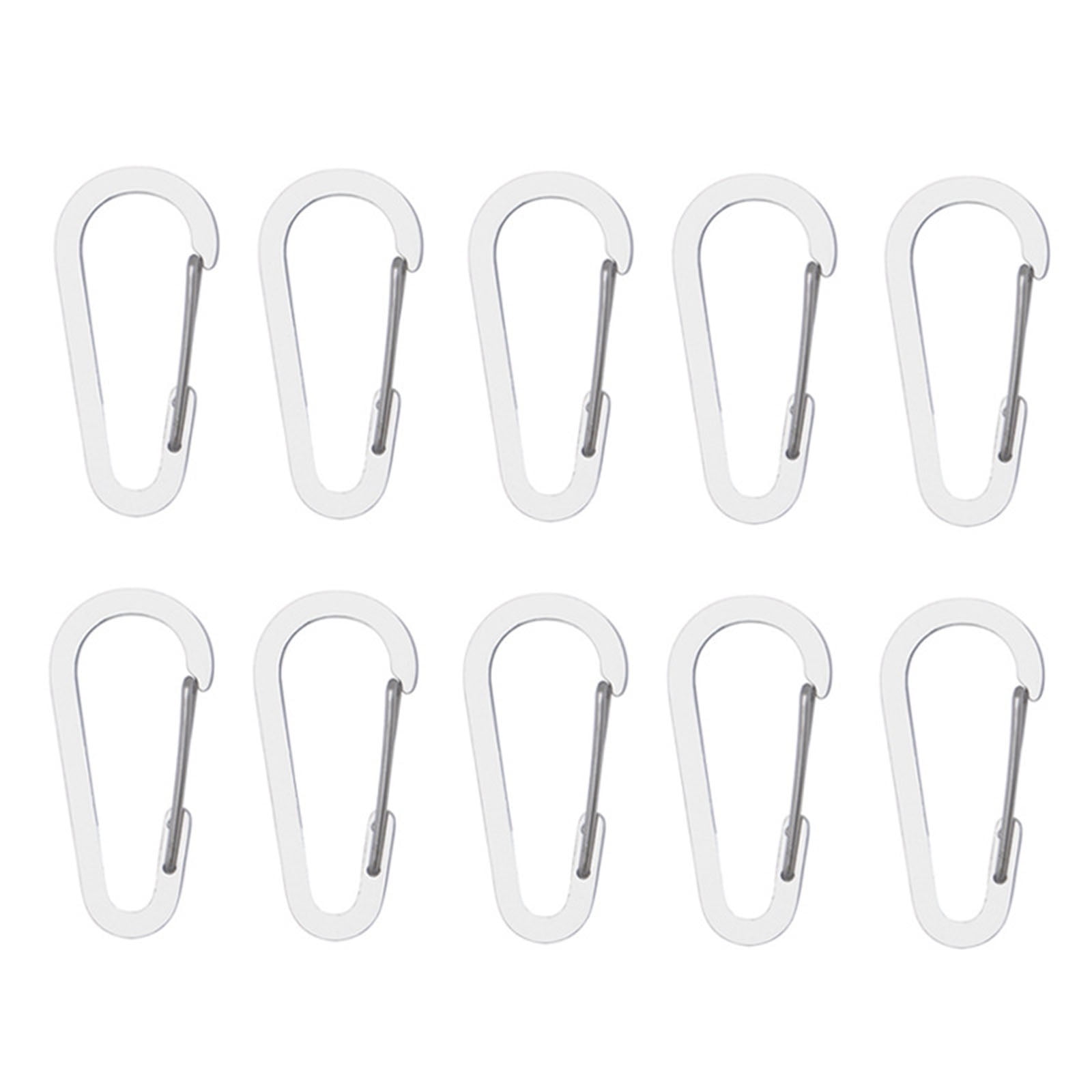 10Pcs D-Shape Spring Clip Carabiner Hook Stainless Steels Hook Spring ...