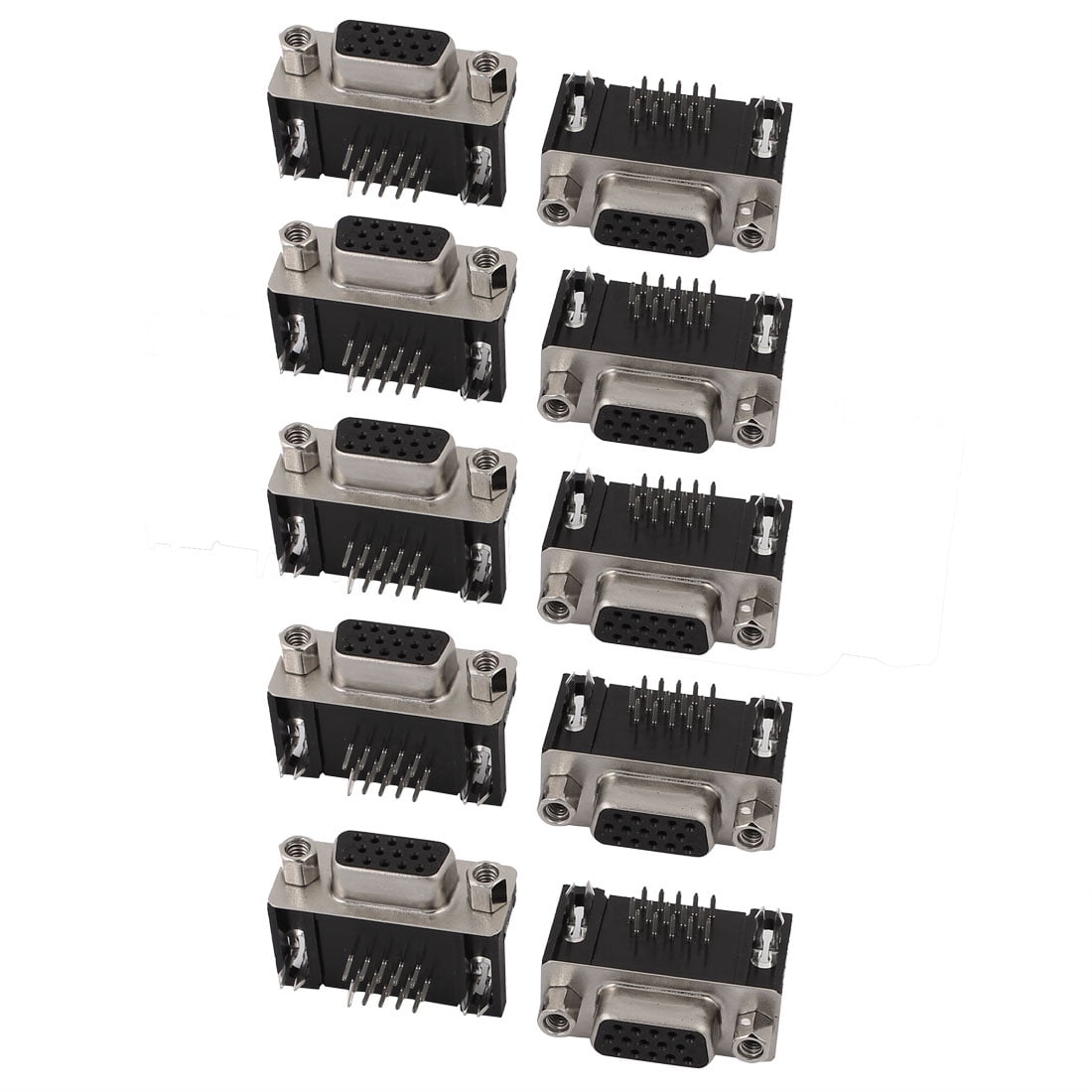 10Pcs DB 15 Pin 3 Row Female D-SUB VGA Connector PCB Mounting Right ...