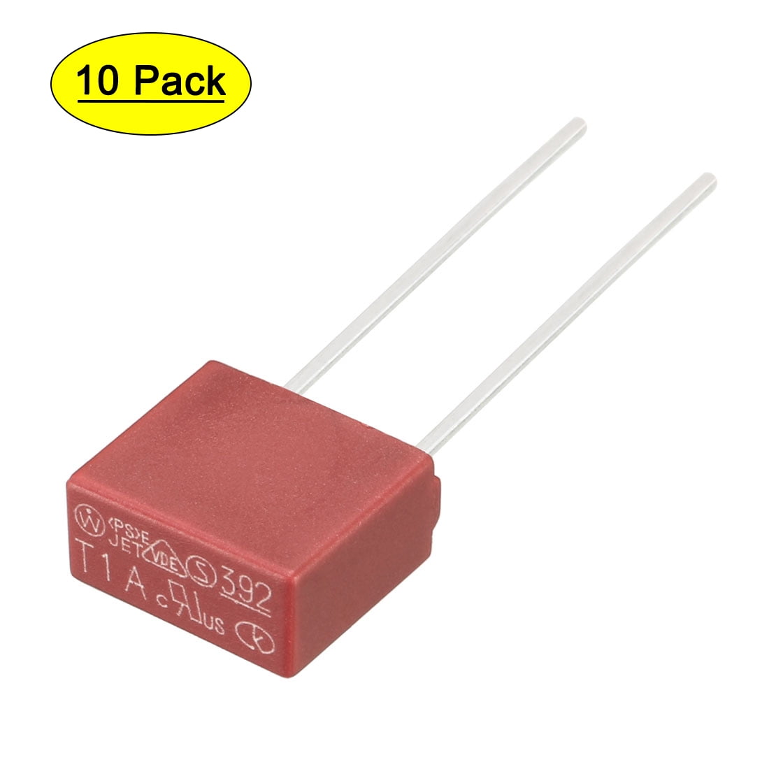 10Pcs DIP Mounted Miniature Square Slow Blow Micro Fuse T1A 1A 250V Red ...