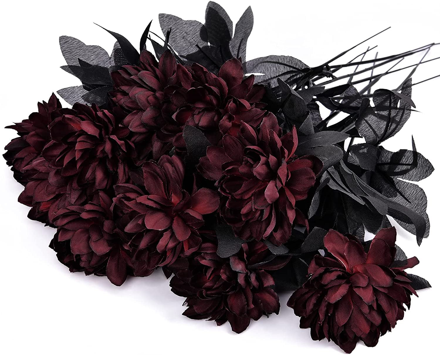 10Pcs Dahlia Artificial Flowers Black Artificial Flowers Artificial ...