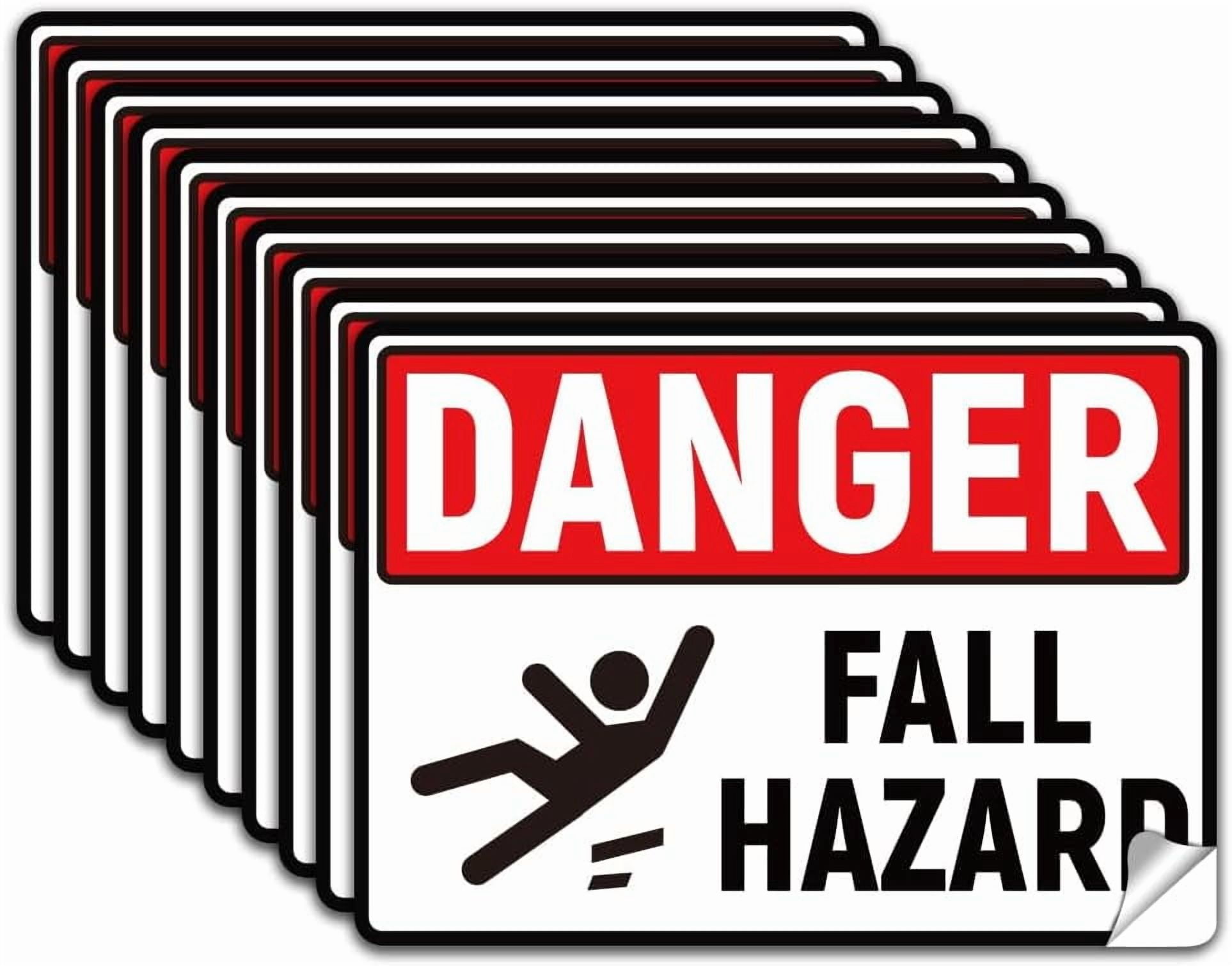 10Pcs Danger Fall Hazard Sign Sticker PVC Waterproof Danger Caution ...